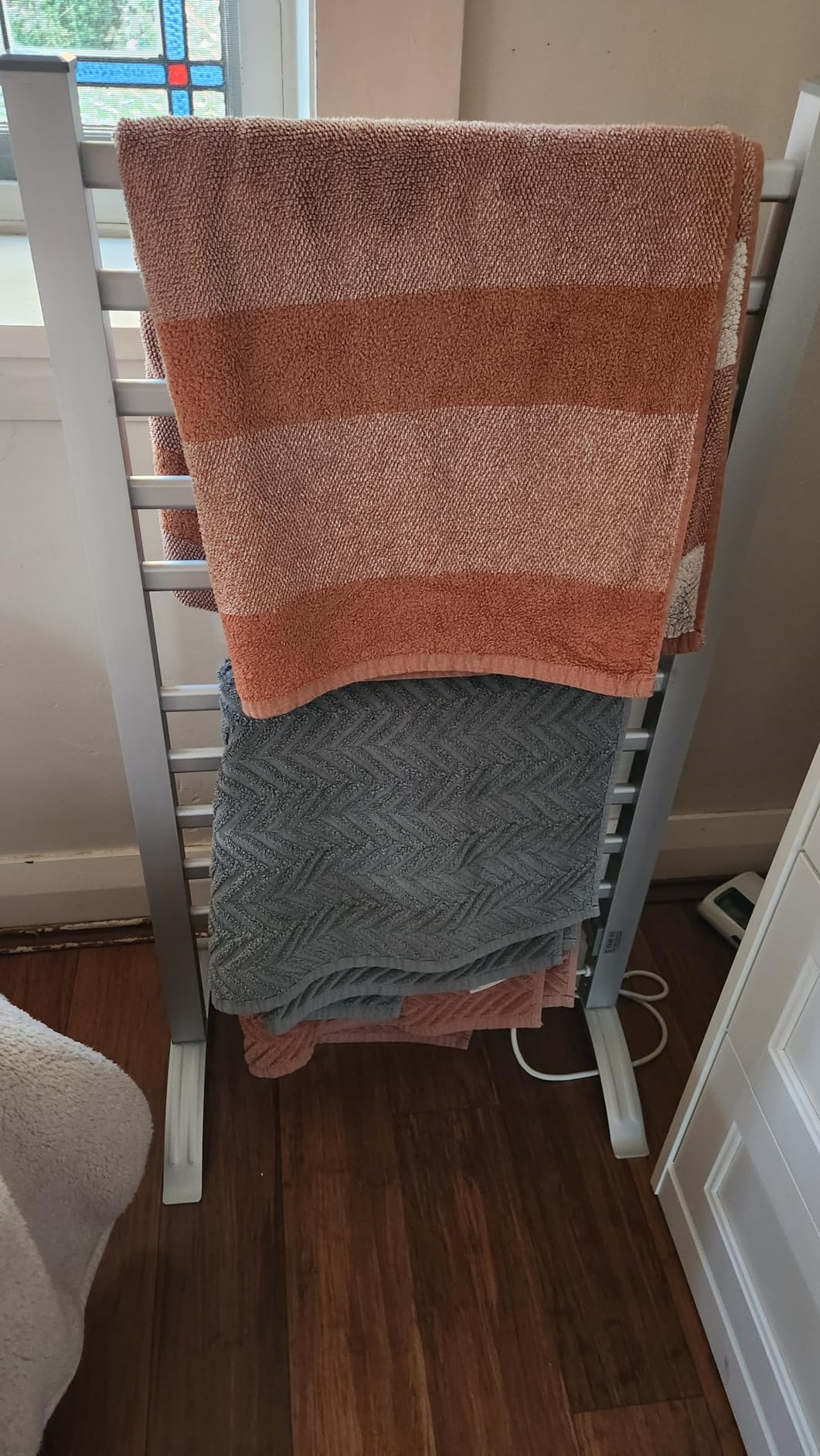 Ufurniture 10-Bar Heated Towel Rail Standing Wall Mounted Towel Electric Towel Warmer Rack Free ...