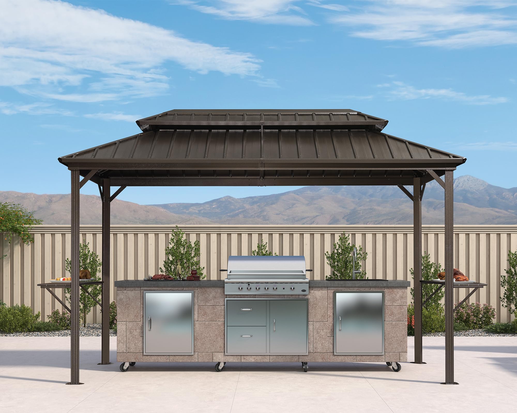 Amazon.com : Yardenaler 6 x 13 FT Wooden Grill Gazebo with Sloping ...