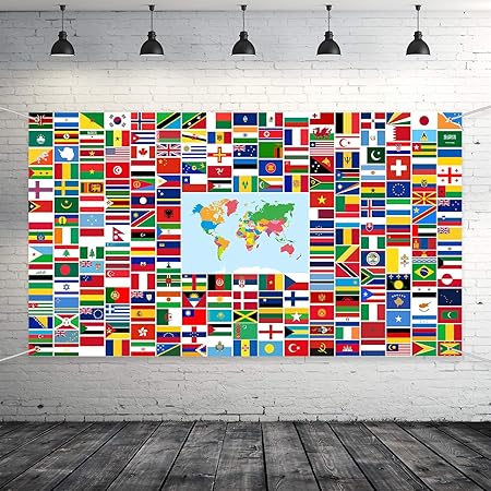 Amazon.com : Maitys World Flags Banner - Country Flags Backdrop with ...