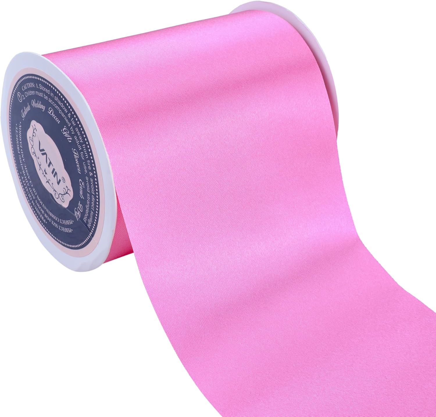 Amazon.com: VATIN 4 Inch x 22Yards Wide Pink Satin Solid Ribbon Large ...