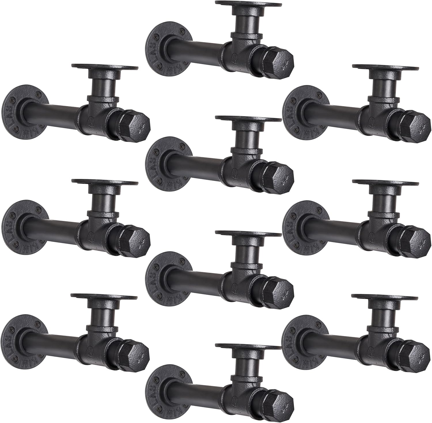 Amazon.com: YCCO Pipe Shelf Brackets 10 Packs Industrial Iron DIY L ...