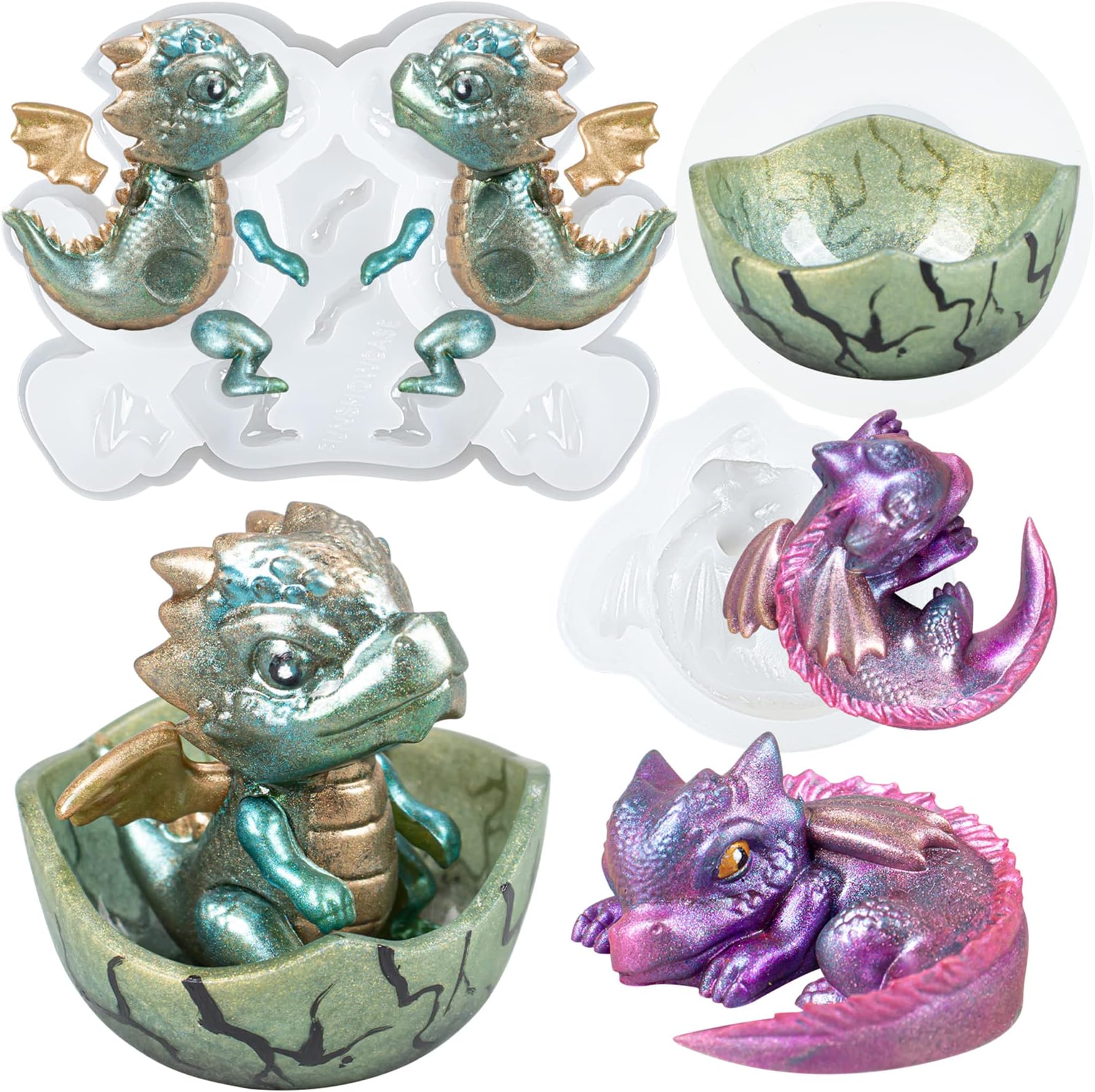 Amazon.com: Dragon Silicone Molds Set 7-Bundle 16-Cavity Epoxy Resin ...