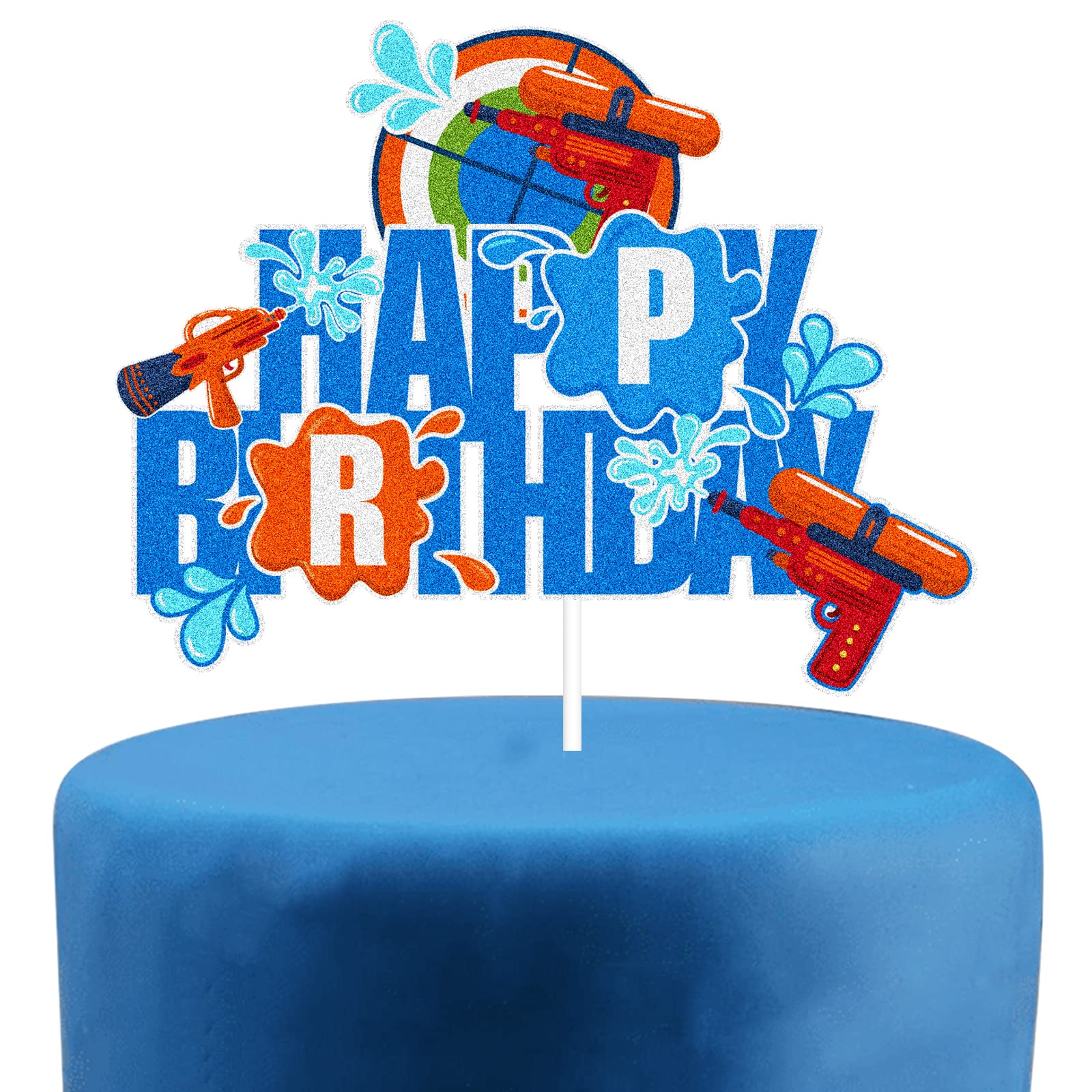 Amazon.com: Summer Water Gun Happy Birthday Cake Topper - Pool Beach ...