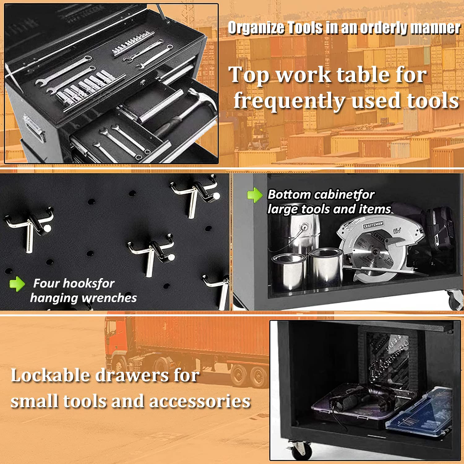 Buy 8-Drawer Big Rolling Tool Chest Organizers,Removable Tool Storage ...