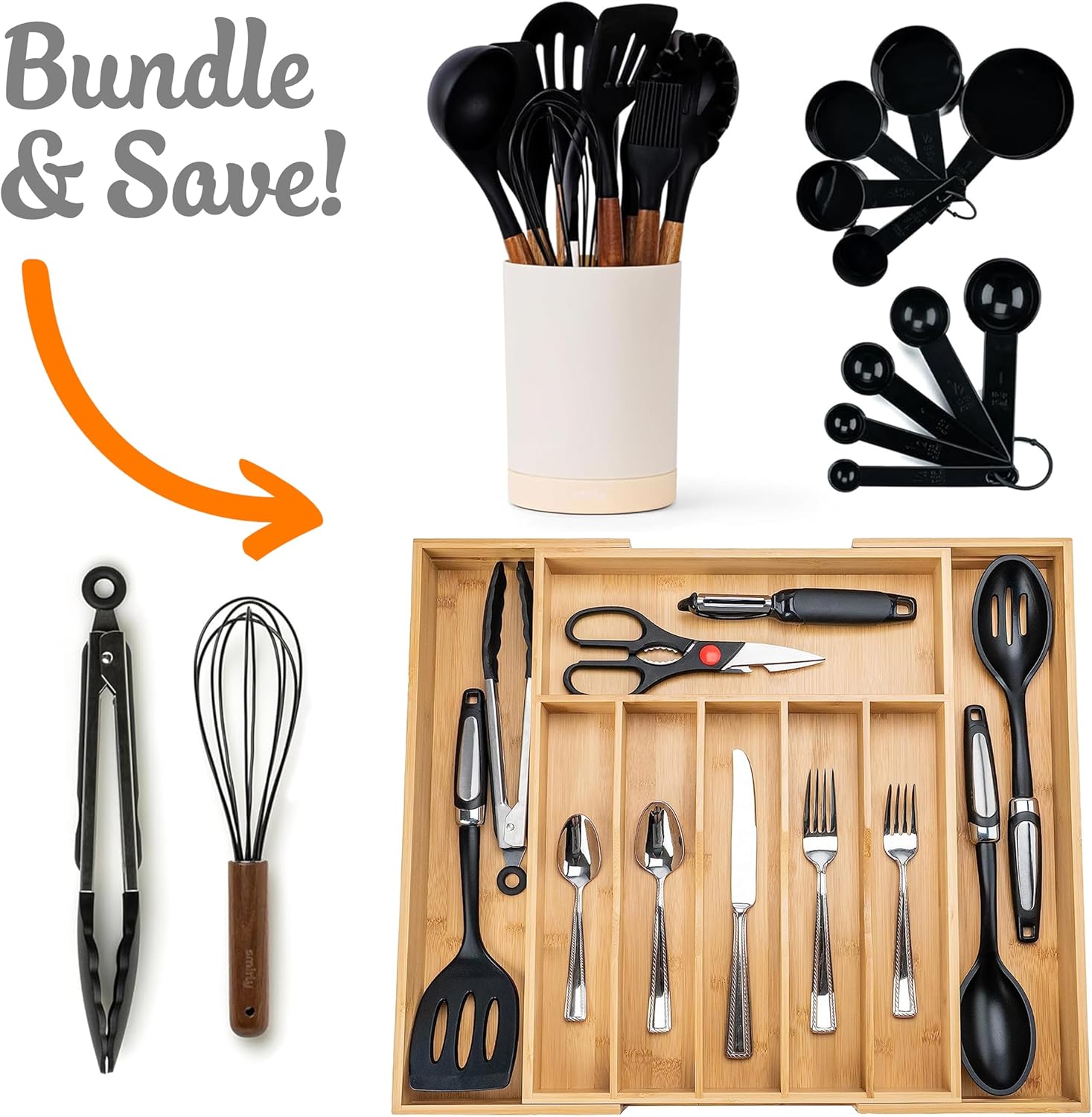 Amazon.com: SMIRLY Kitchen Essentials Bundle: Expandable Bamboo Drawer ...
