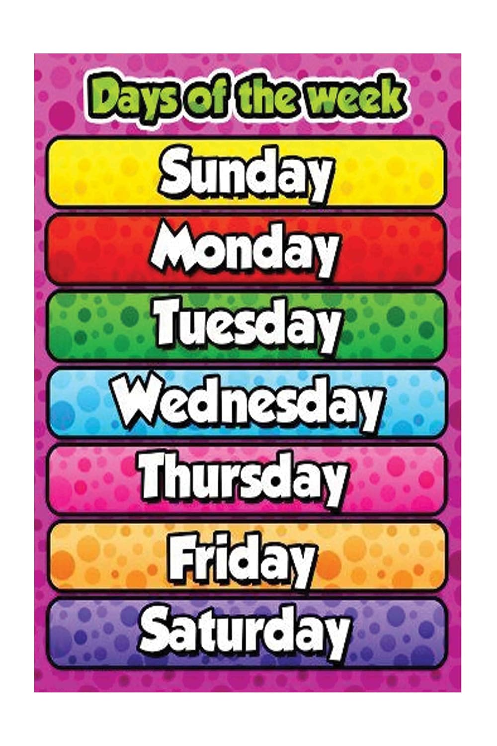 Days Of The Week Poster Kids Educational Poster For Wall Poster For days-of-the-week-poster-kids-educational-poster-for-wall-poster-for