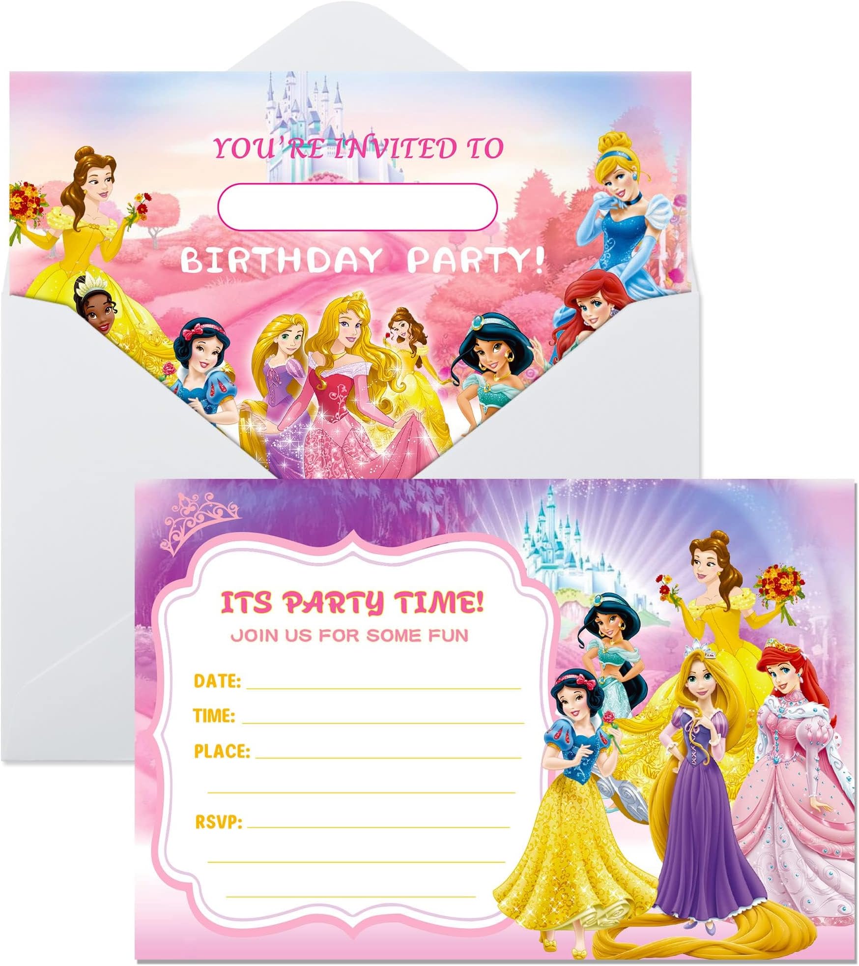 Amazon.com : Princess Birthday Invitations for Girls, 24 Pack Princess ...