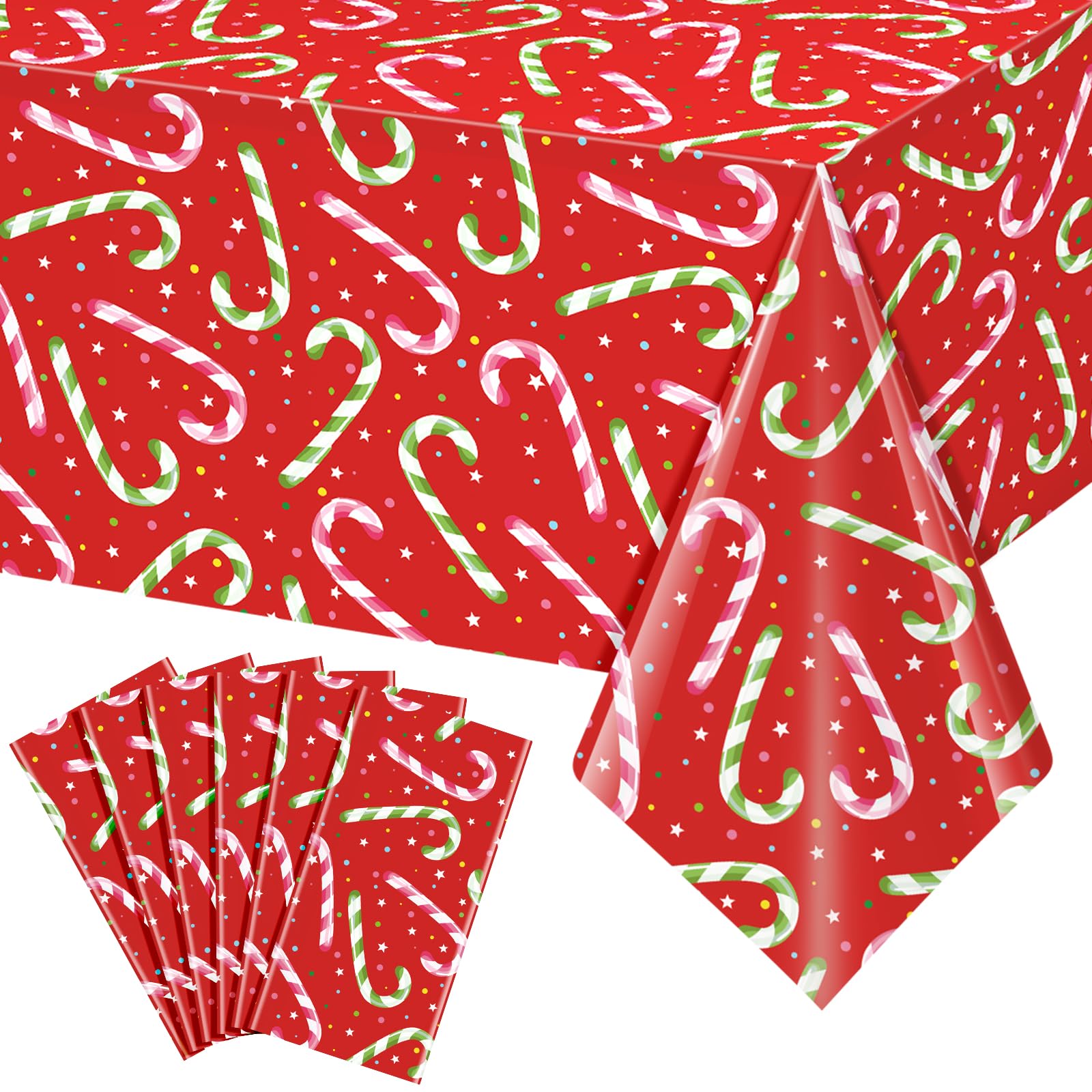 Amazon.com: 6 Pack Christmas Candy Cane Tablecloths for Rectangle ...