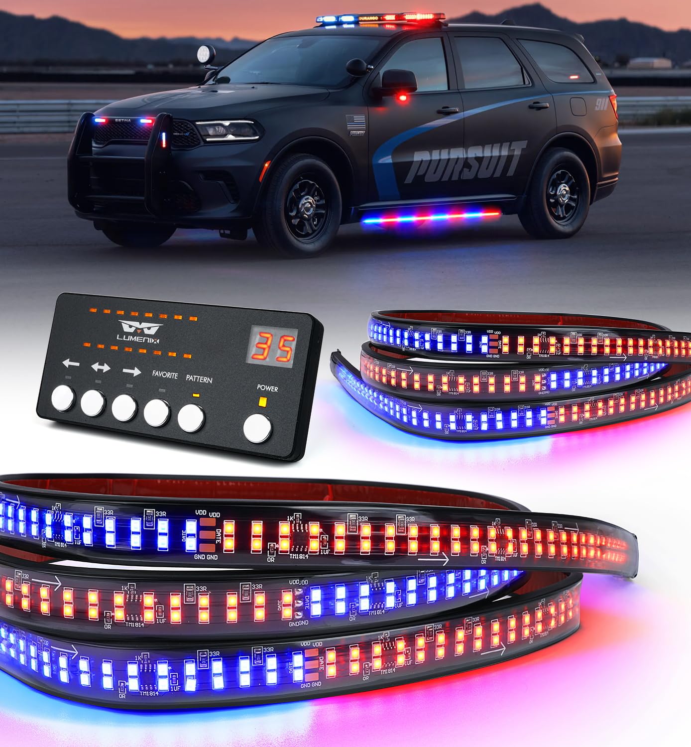 Snapklik.com : 2PCS 70 Inch Emergency Strobe Lights Strip LED Running ...