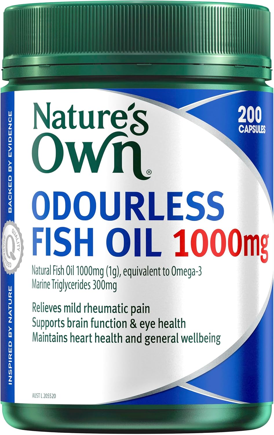 Nature's Own Odourless Fish Oil 1000mg Capsules 200 - Naturally Derived ...