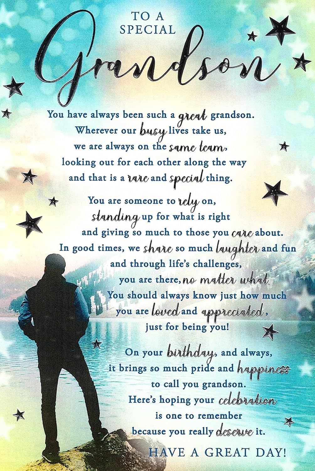 To A Special Grandson Birthday Card - 6" X 9" Size : Amazon.co.uk