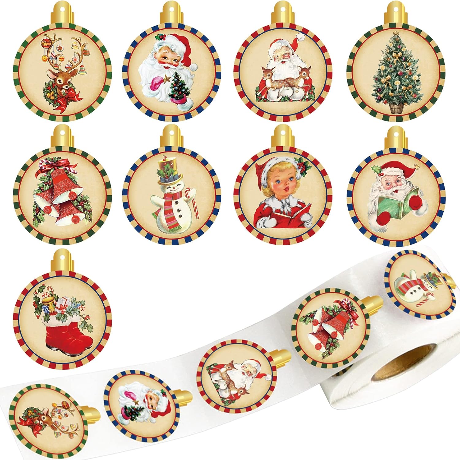 Amazon.com: 500Pcs Christmas Ornament Stickers Vintage Christmas ...