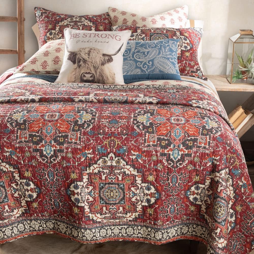 Amazon.com: Highland Ranch (Quilt) - Red Blue Rust Gray Taupe ...