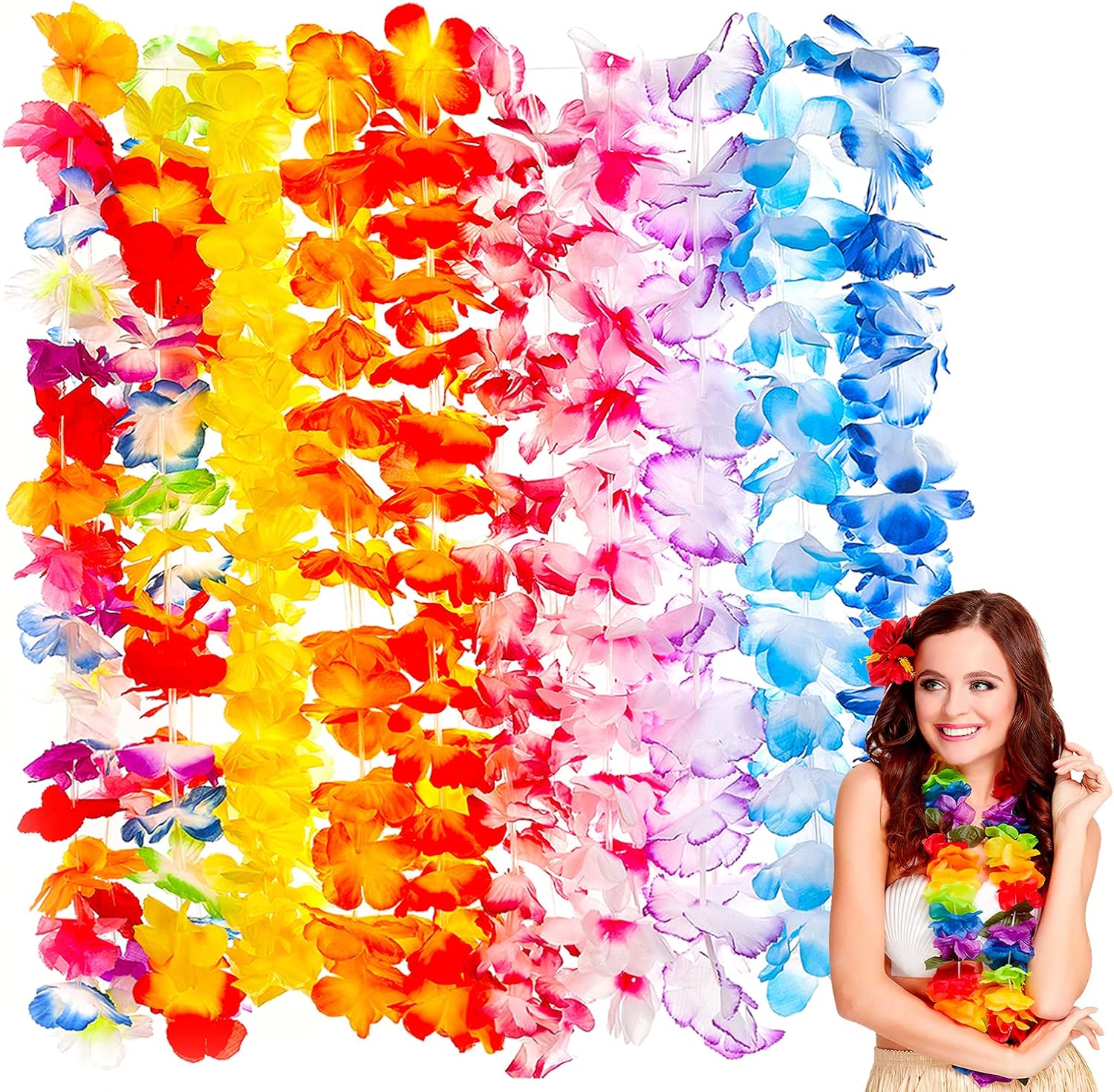 Buy PartyWoo Hawaiian Leis, 10 pcs Flower Leis, Luau Birthday Party ...