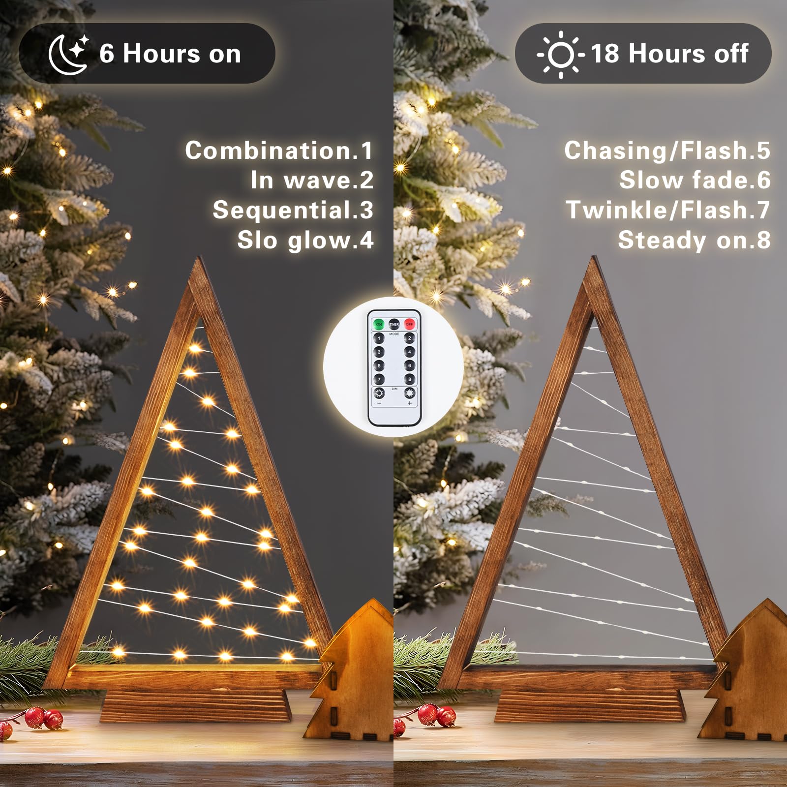 Triangular Lighted Christmas Trees 15 Inch Holographic 3D Lighted