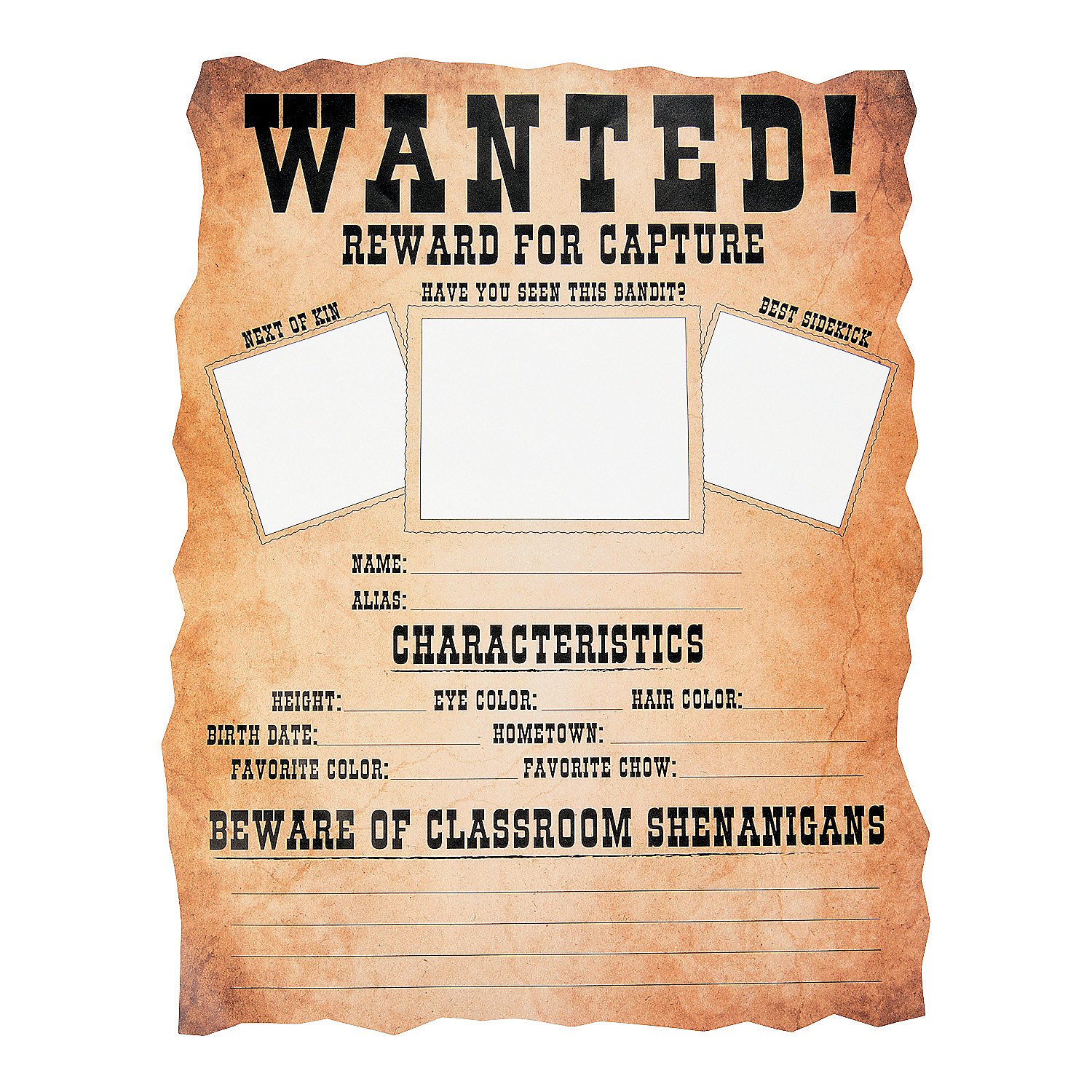 Wanted Poster Template For Kids