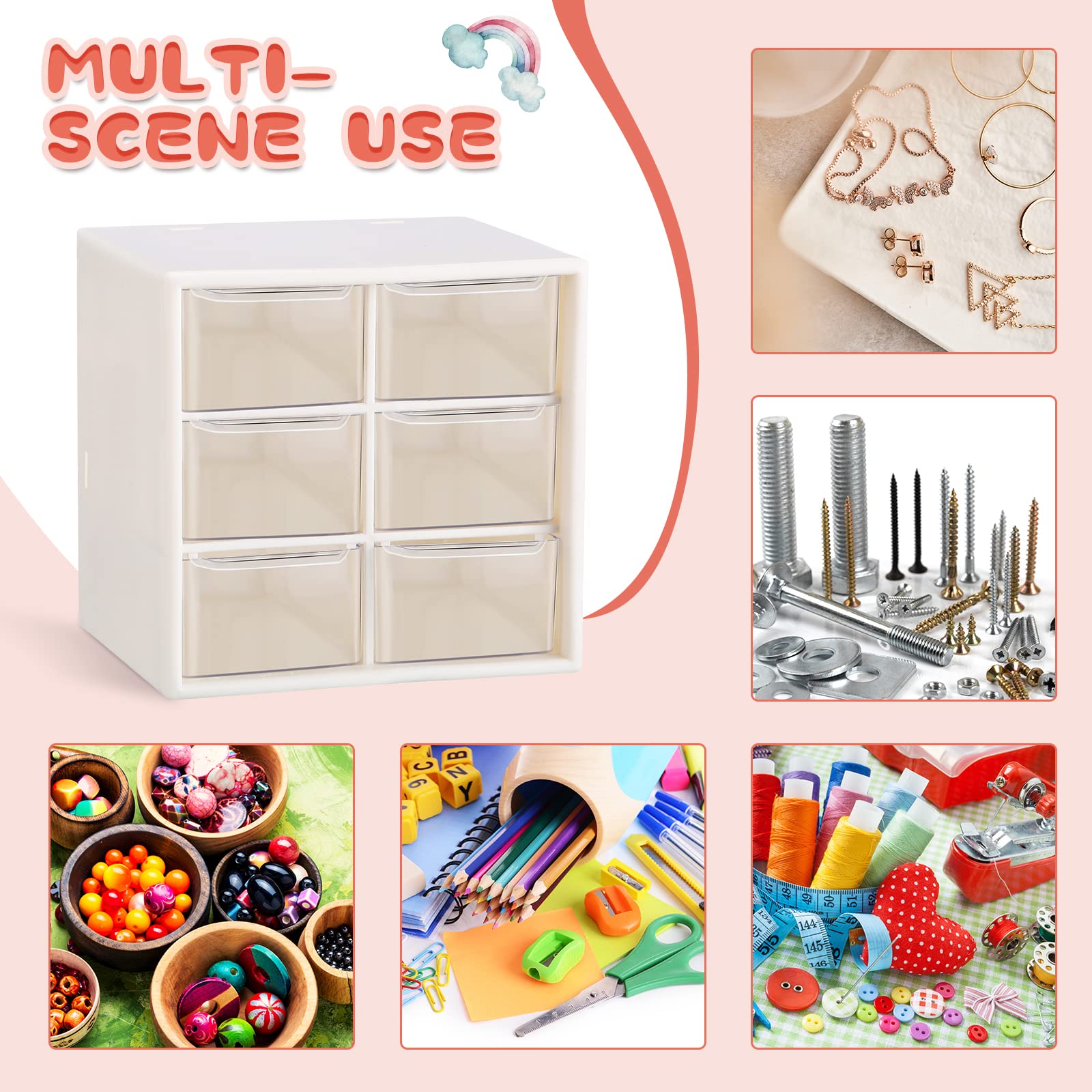 6 Pcs Small Desktop Organizer, Mini 6 Clear Drawers Plastic Desk ...