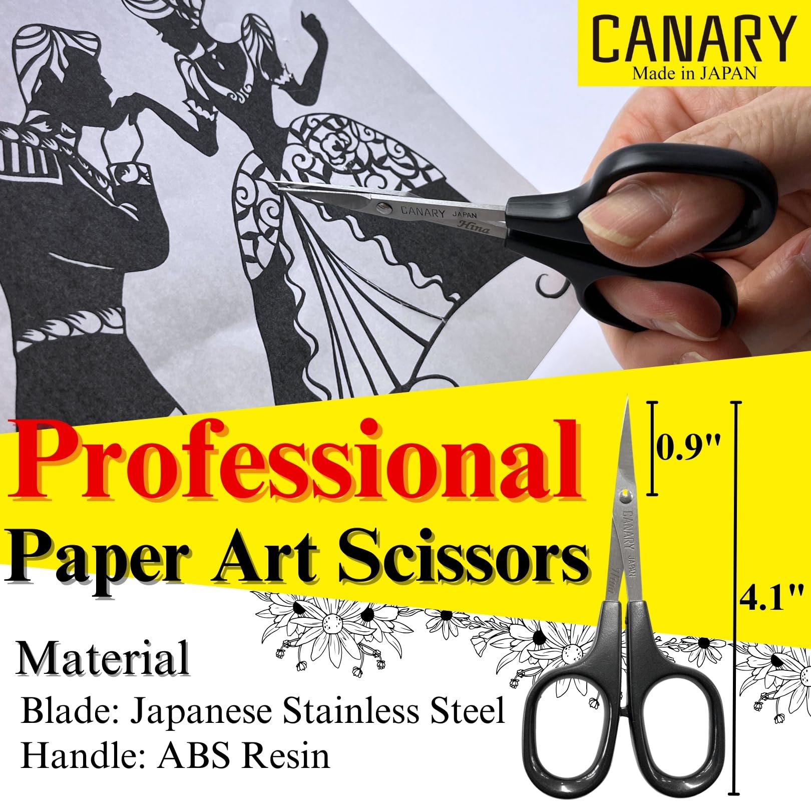 Snapklik.com : CANARY Professional Paper Scissors 4" Extra Pointed Tips