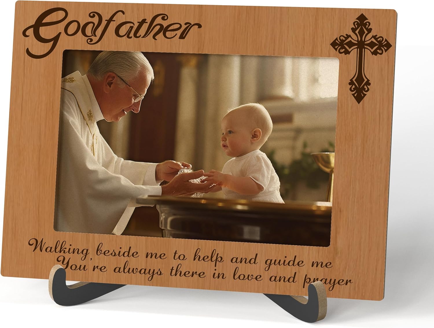 Amazon.com - Qiwog Godfather Photo Frame - Baptism Wooden Desktop Picture Frame with Stand ...