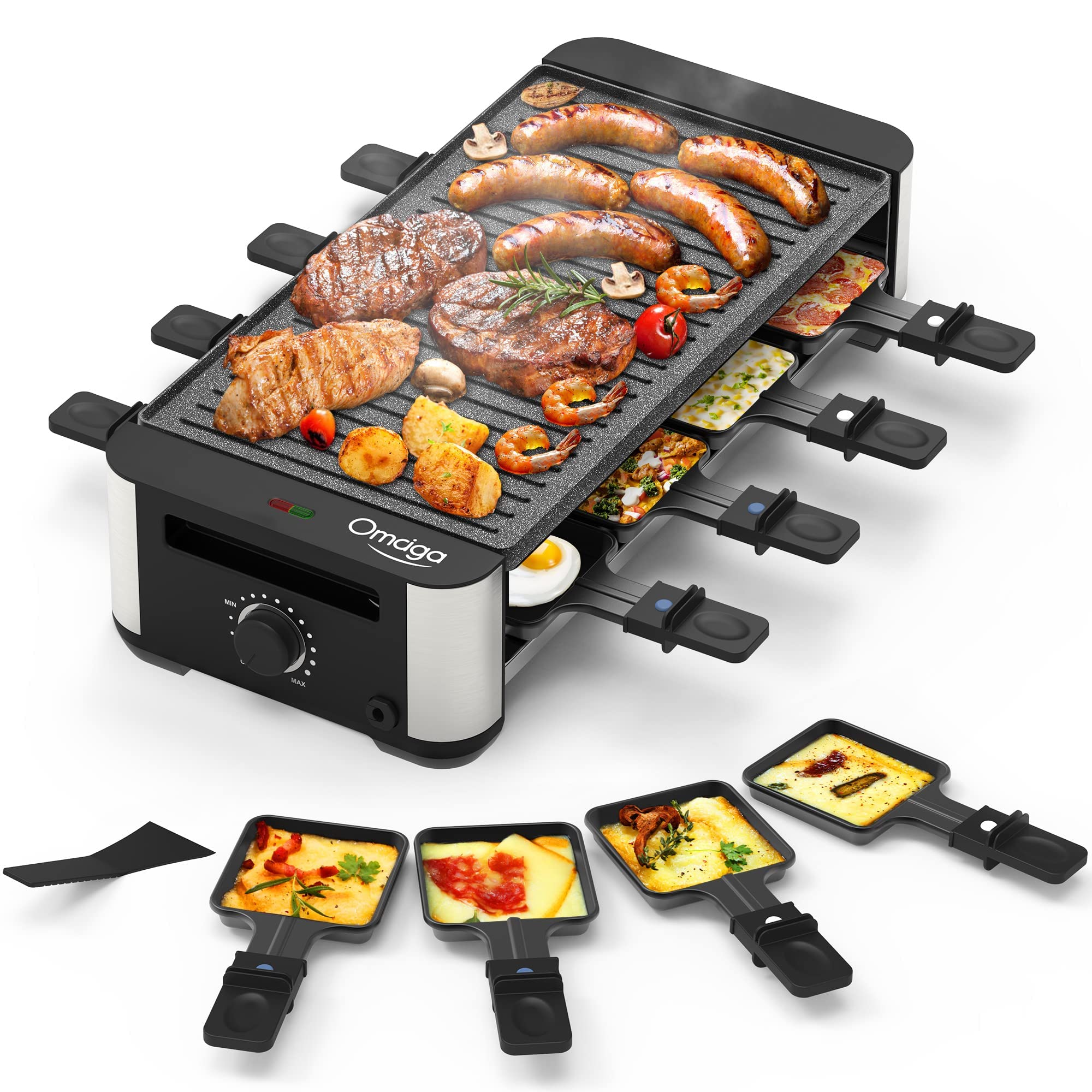 OMAIGA Raclette Table Grill, Korean BBQ Grill Raclette Grill with 8 ...