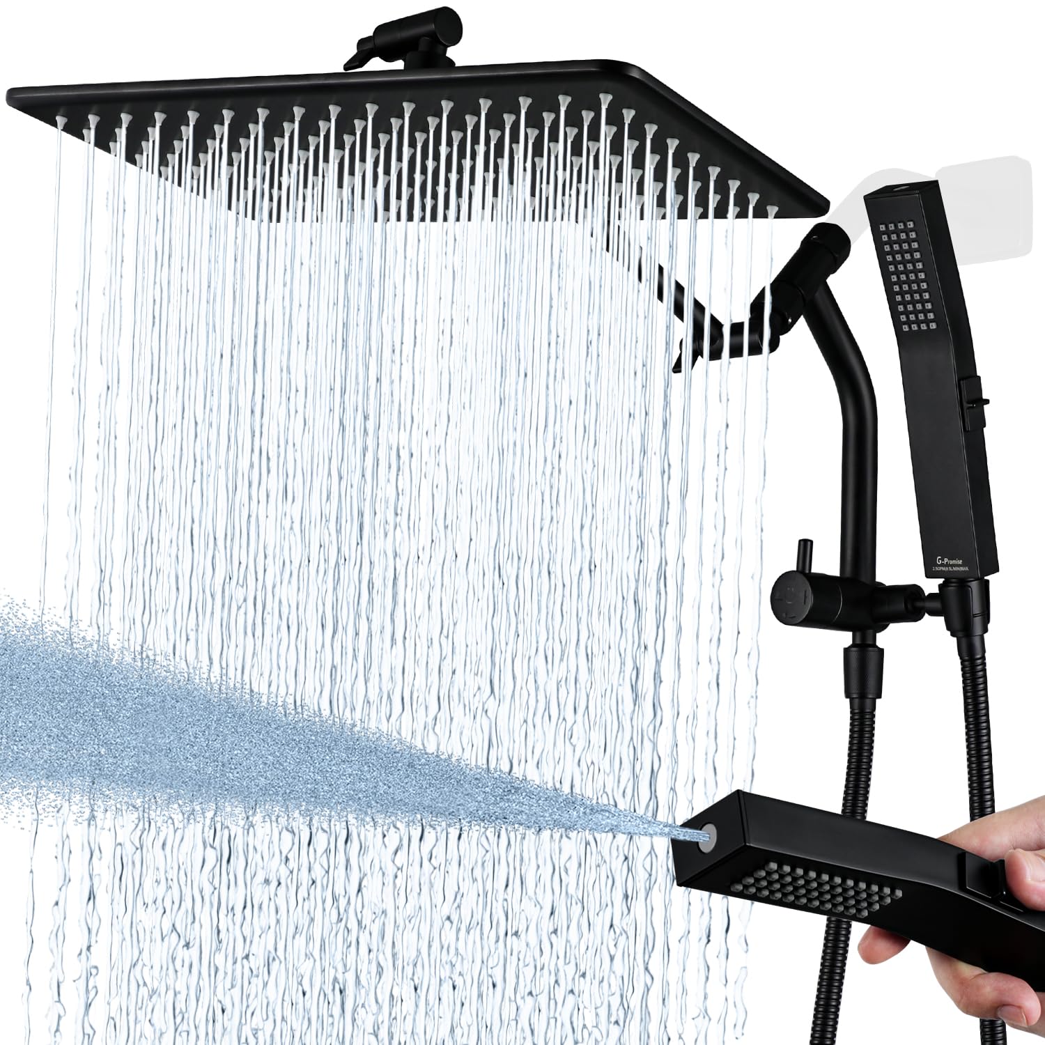 G-Promise All Metal Rain Shower Head with Handheld Built-in Power Wash ...