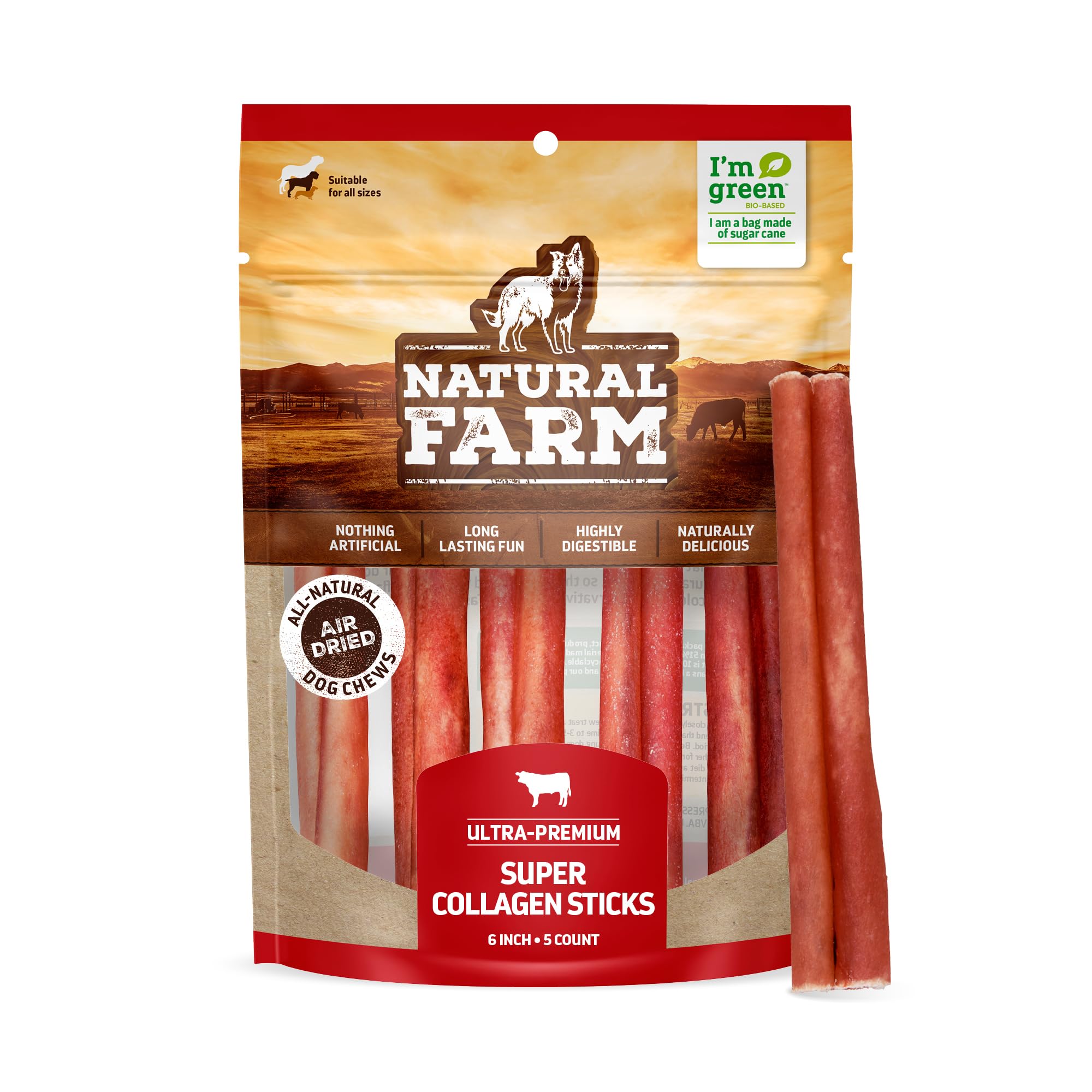 Amazon.com : Natural Farm Odor-Free Super Collagen Dog Chews (6-Inch, 5 ...