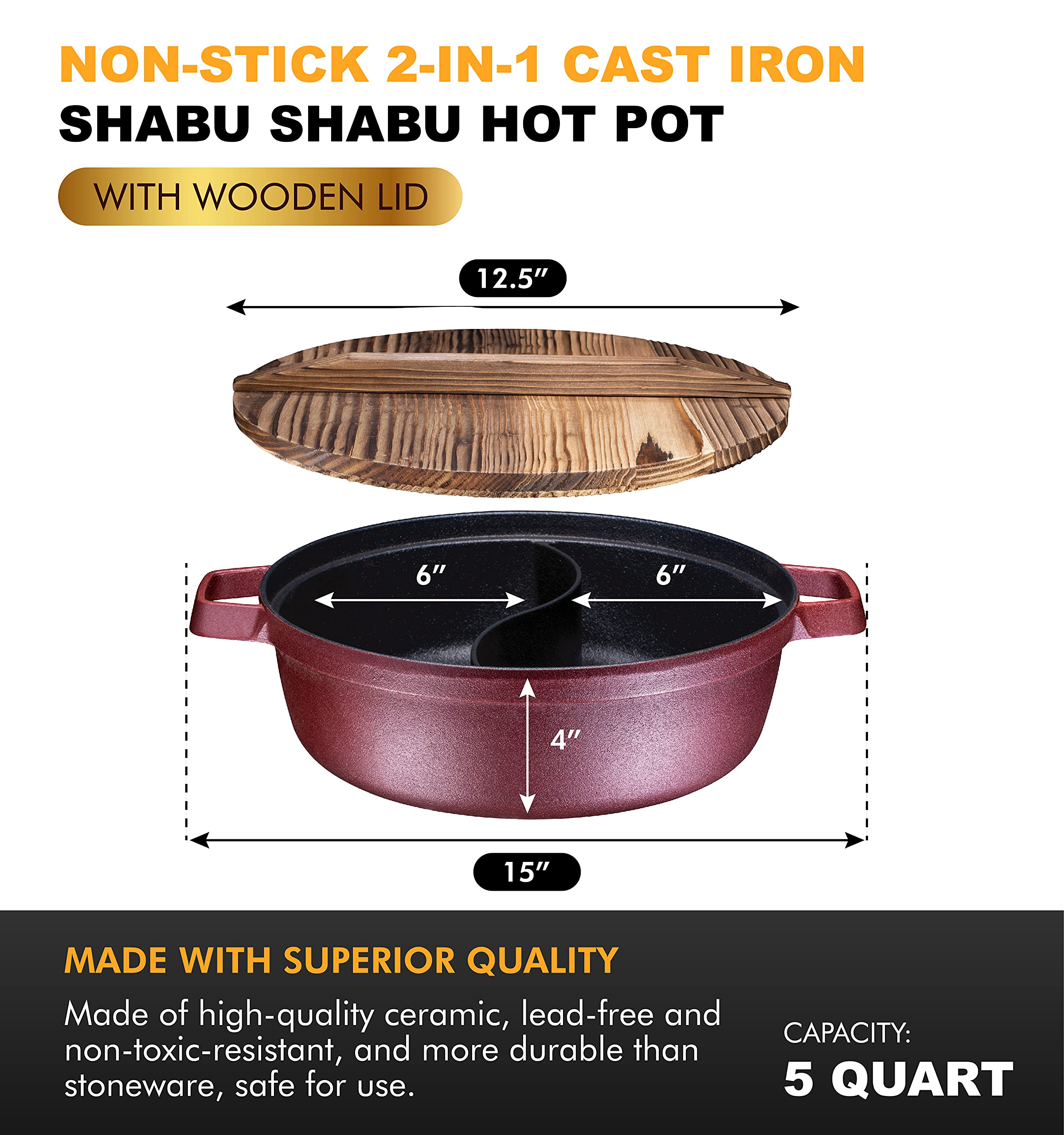 Bruntmor Pre-Seasoned 2-In-1 Instant Pot/Stock Pot With Lightweight ...
