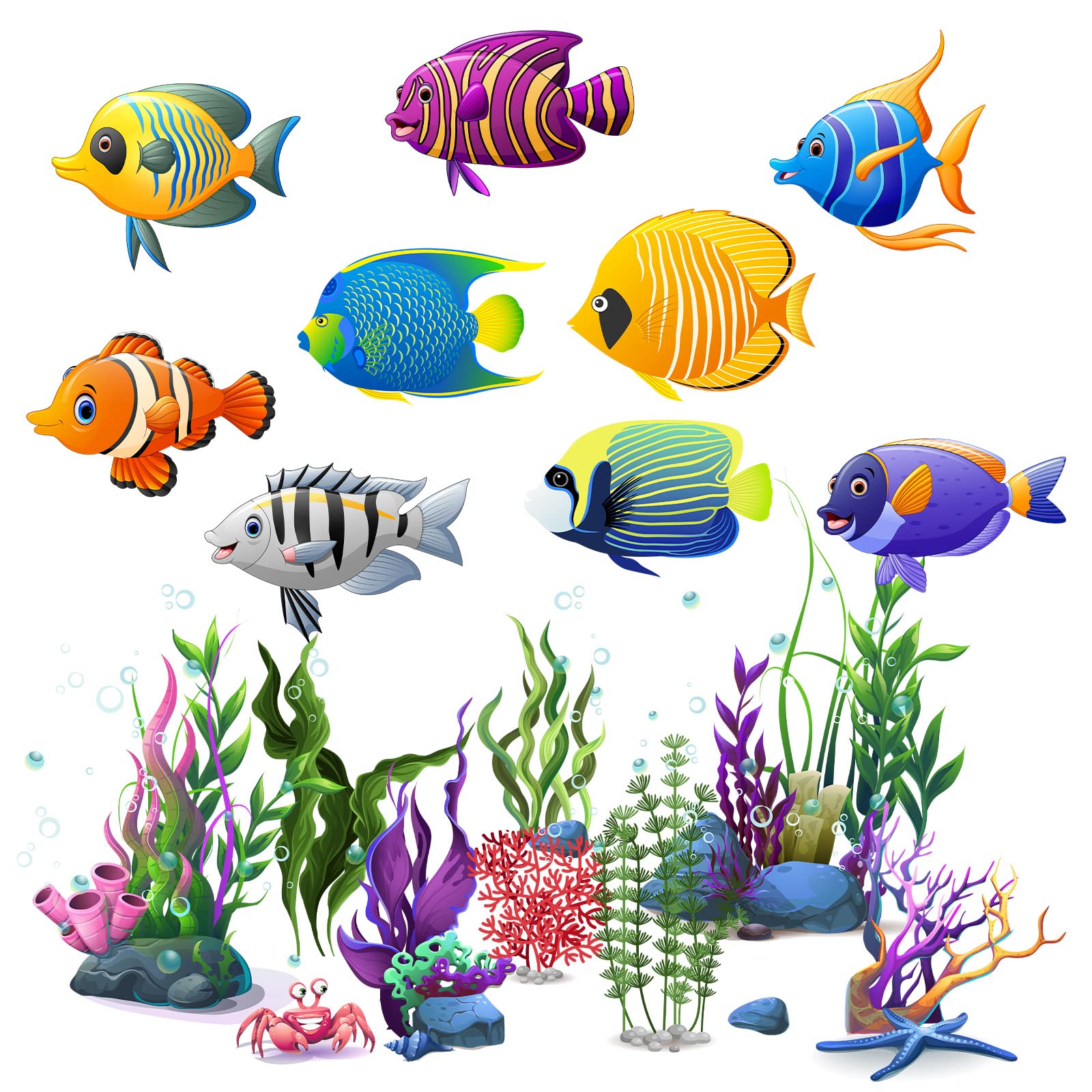 Buy 53 Pcs Fish Cut Outs Colorful Tropical Fish Accents Cutouts Under ...