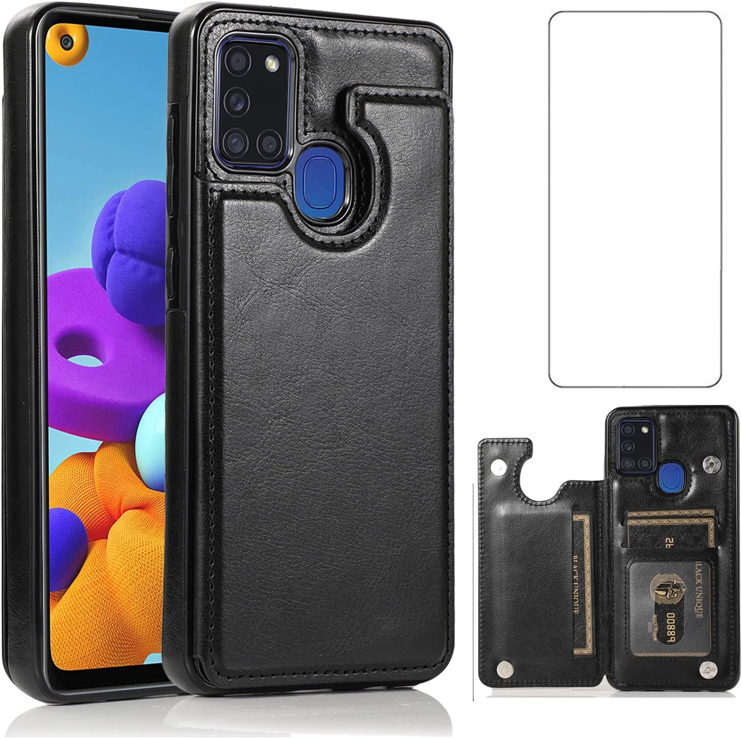 Asuwish Compatible with Samsung Galaxy A21S Wallet Case and Tempered ...