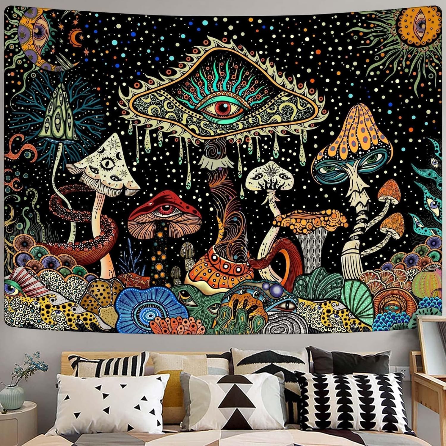 Amazon.com: Yeoiat Mushroom Tapestry Hippie Tapestry for Bedroom ...