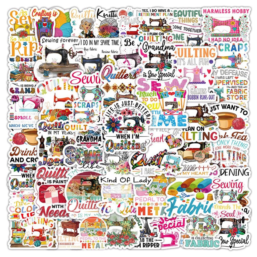 Amazon.com: 50Pcs Sewing Machine Stickers Quilting Theme Waterproof ...