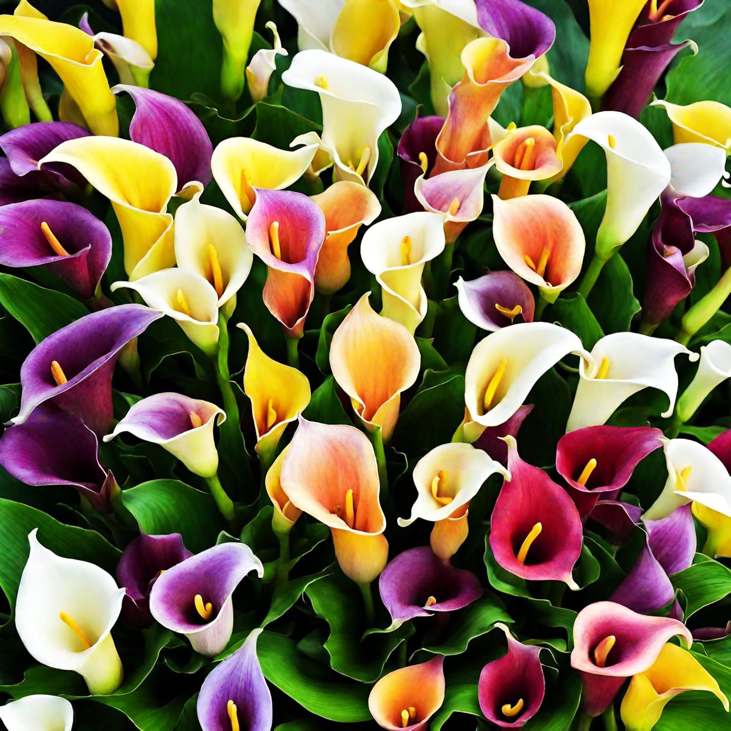 Amazon.com : 100pcs Red, Orange, Yellow, Pink Calla Lily Mixed Colors ...