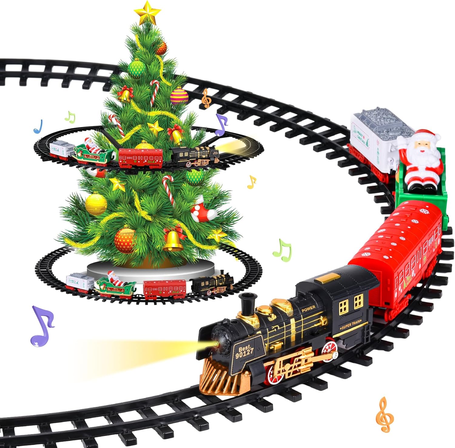 DAOUZL Christmas Tree Train, Electric Train Set for Children with Light ...