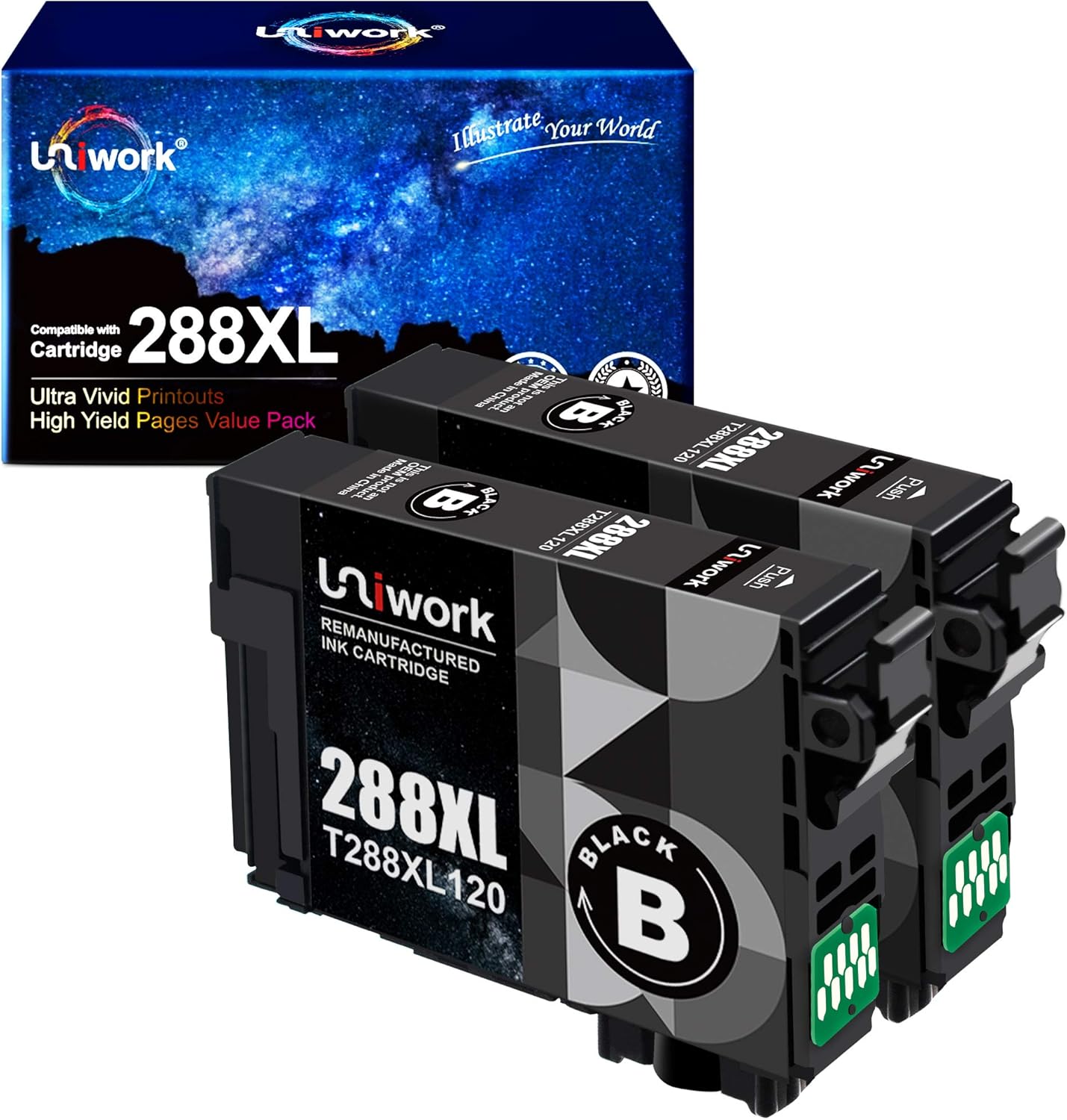 Amazon.com: Uniwork Remanufactured 288XL Ink Cartridge Replacement for ...