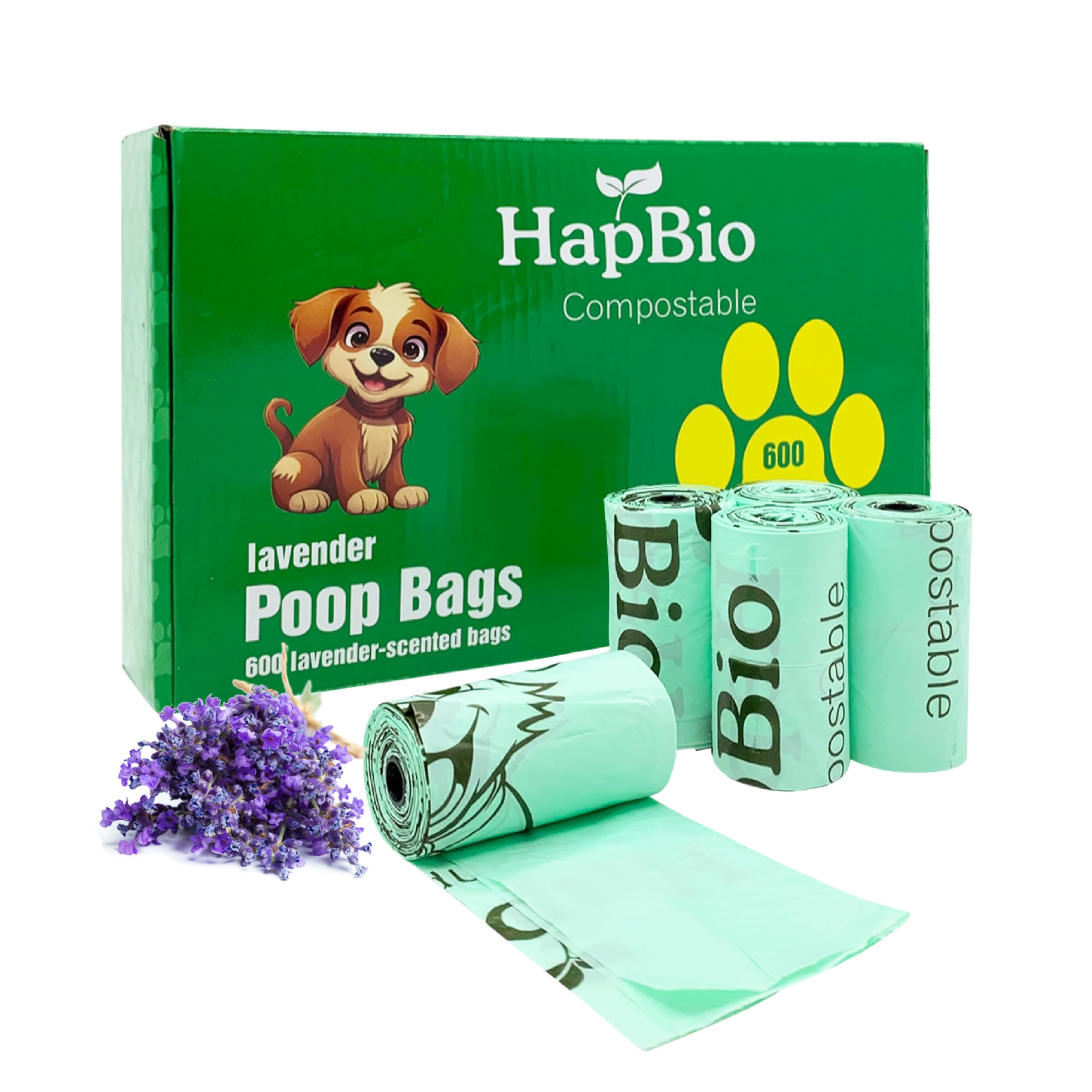 Amazon.com: HAPBIO 600 Count Compostable Dog Poop Bags, Lavender, 40 ...