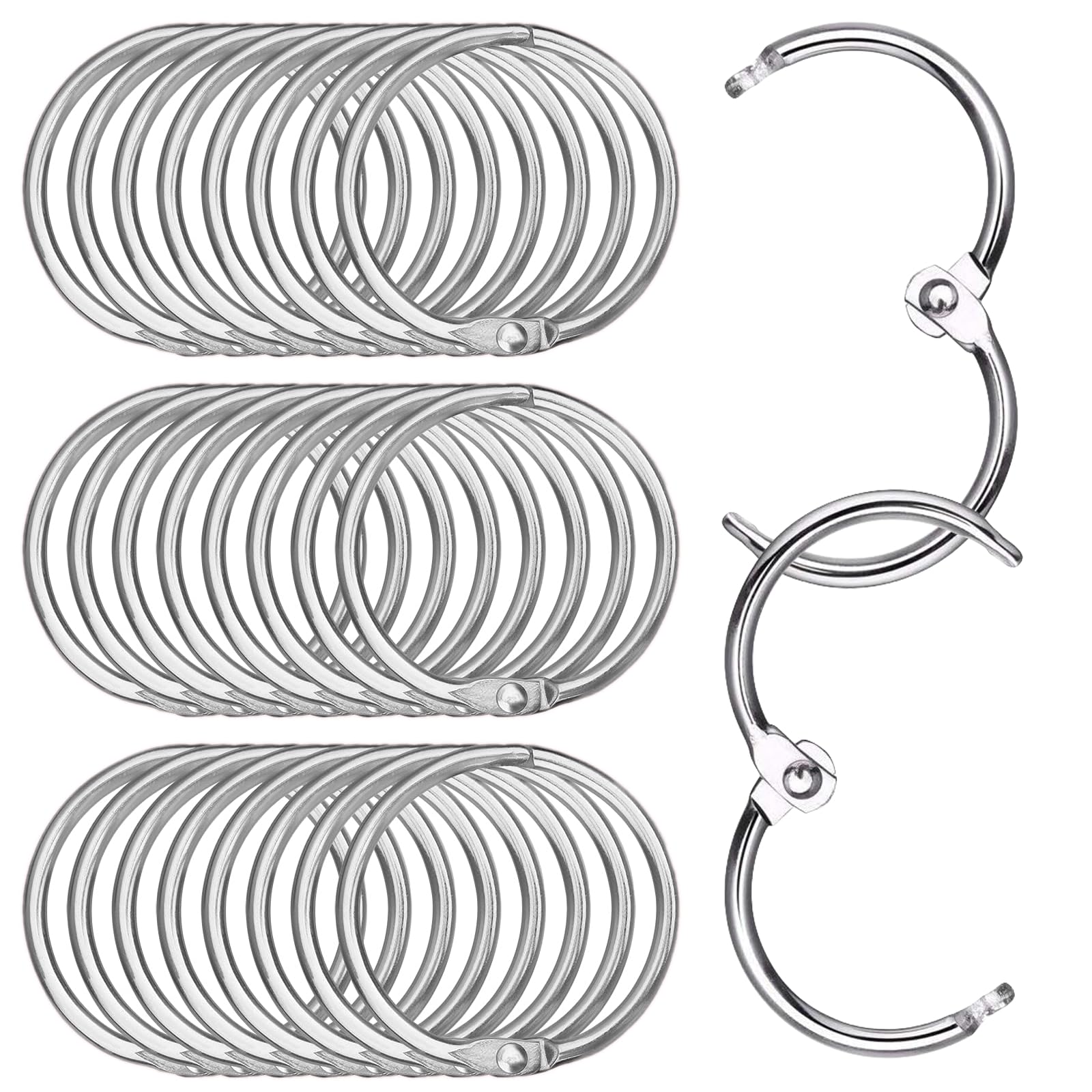 MAIHUO 60Pcs Metal Binder Rings, 3cm Metal Rings with Opening,Card ...