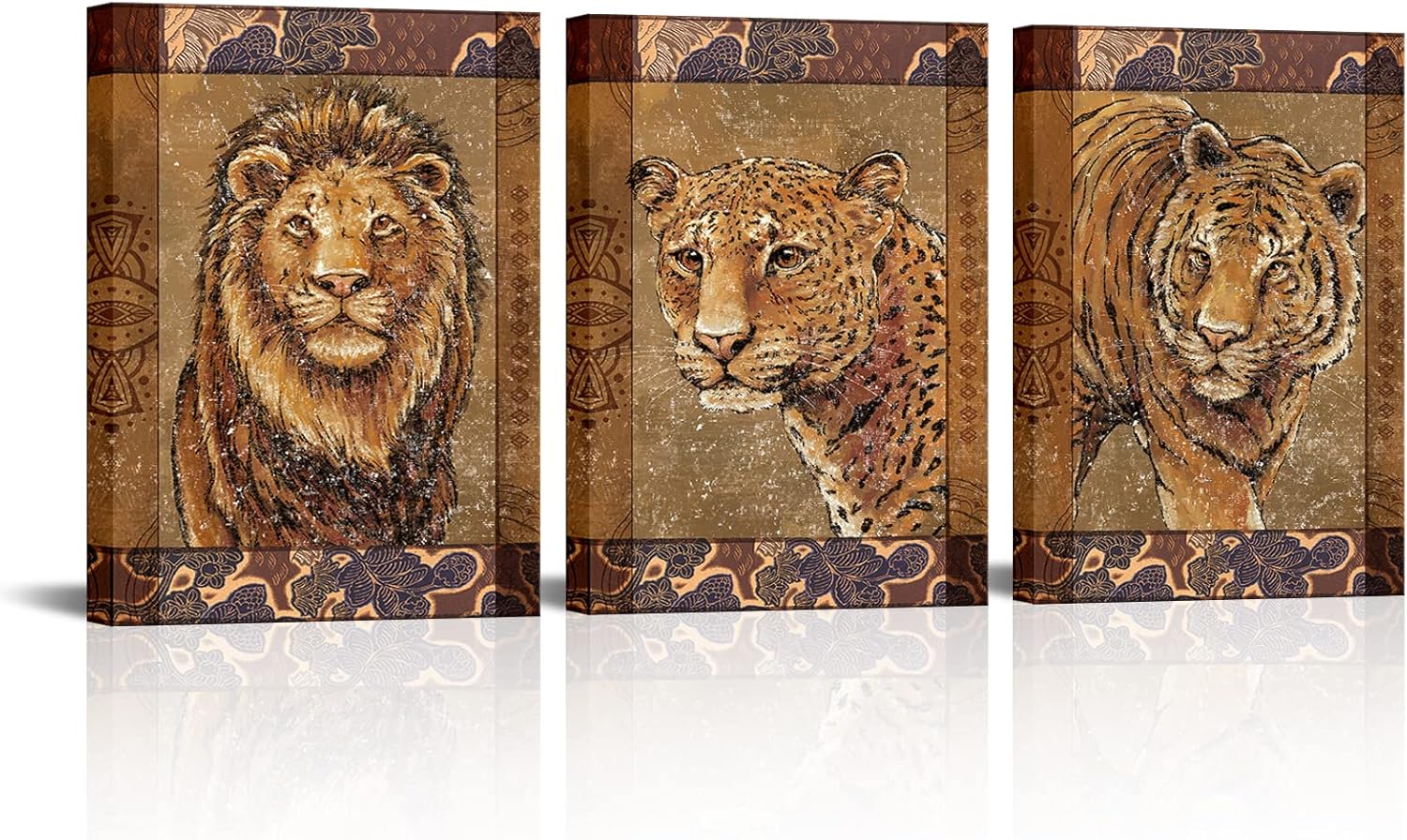 Amazon.com: NutArtPic Wild Animal Canvas Wall Art Leopard Lion Tiger ...