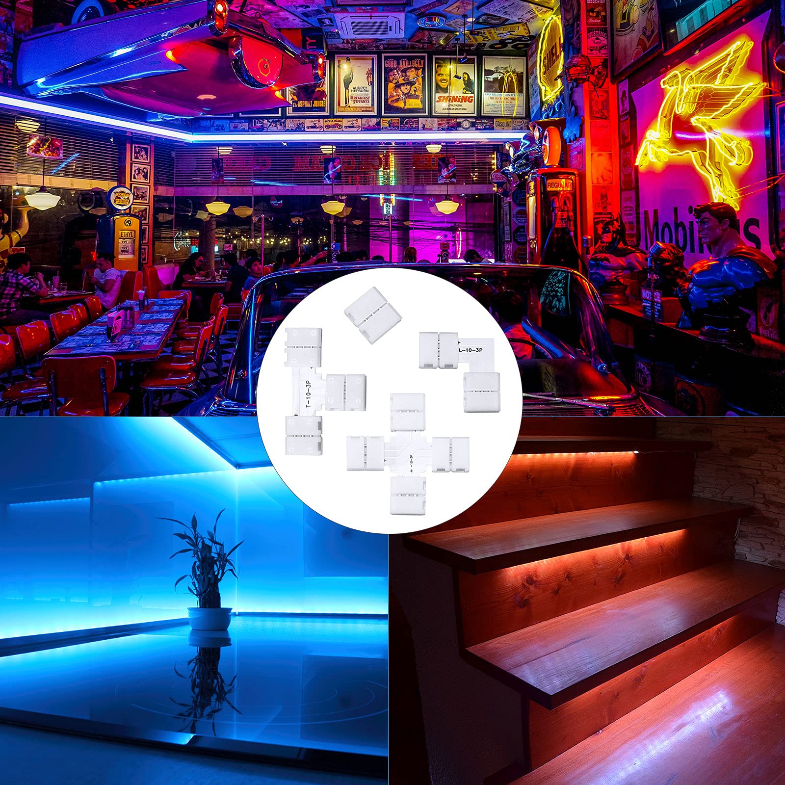 24 Pieces 3 Pin LED Strip Connector Kit Including 10 mm L Shape LED ...