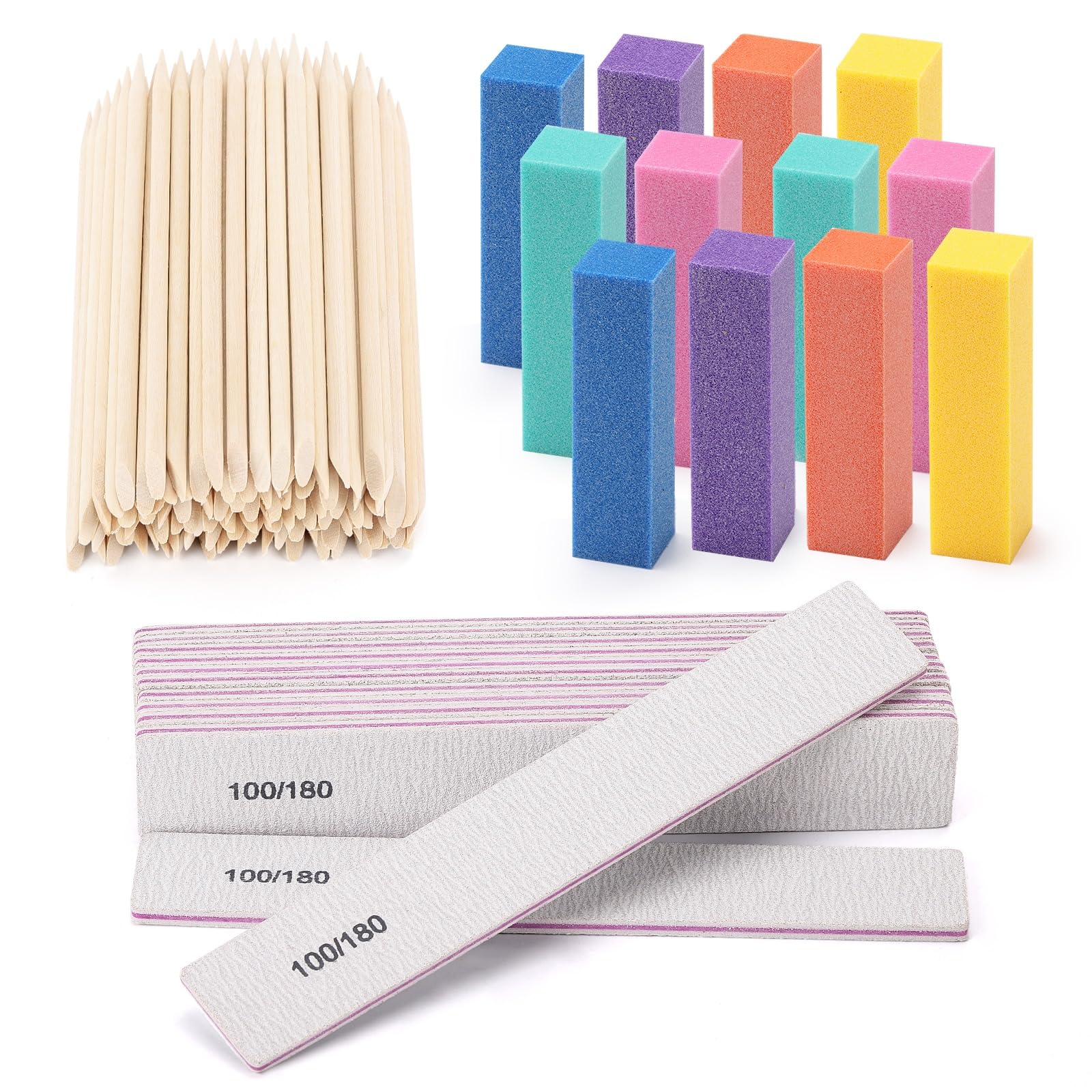 Amazon.com : 12 Pcs 100/180 Grit Nail Files for Acrylic Nails and 12 ...