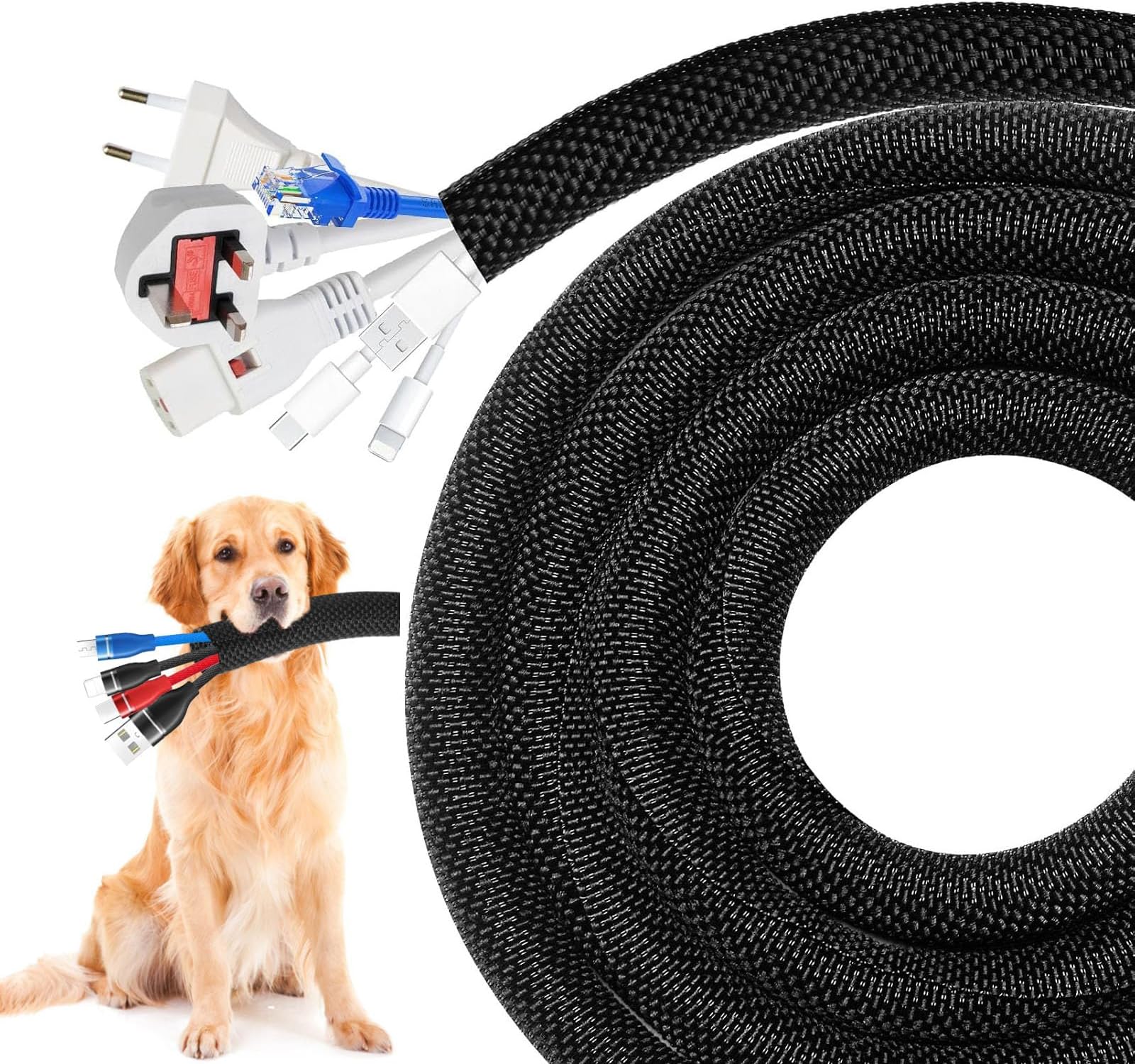Amazon.com: Cacovedo 30 ft Dog Cat Cord Protector Electric Wires Covers ...