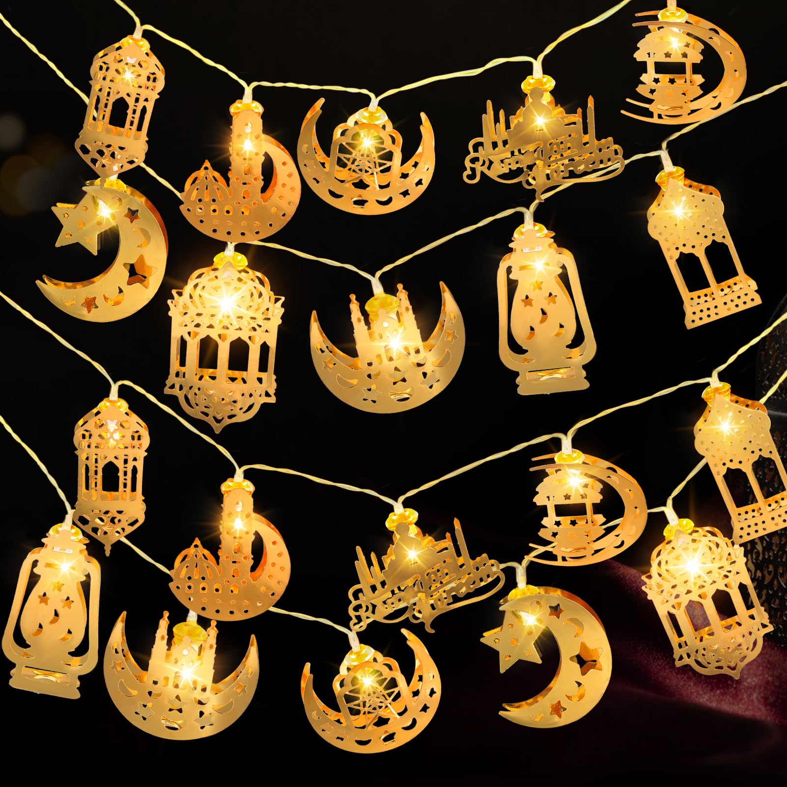Snapklik.com : 2pcs Ramadan Eid String Light, 20 LEDs Total Mubarak ...