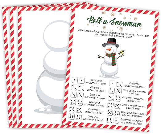 Amazon.com: Roll A Snowman Game, Dice Rolling Game, Winter Family ...