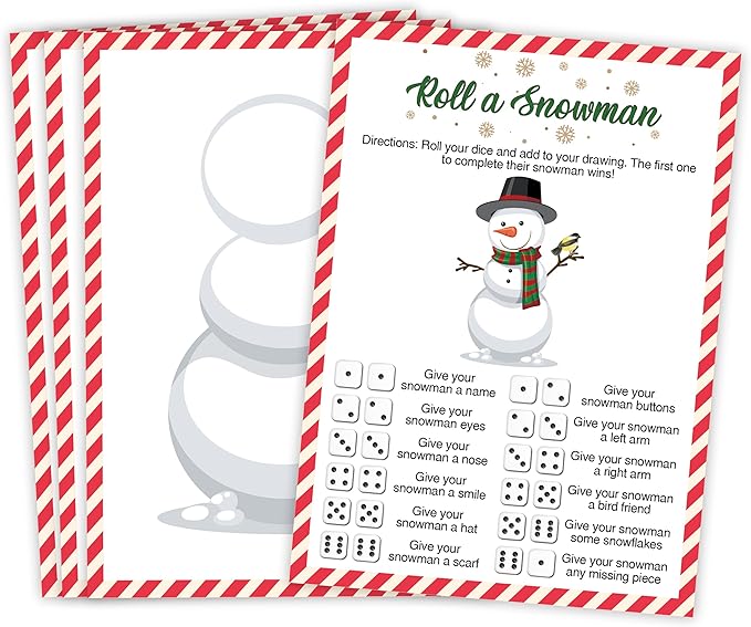 Amazon.com: Roll A Snowman Game, Dice Rolling Game, Winter Family ...