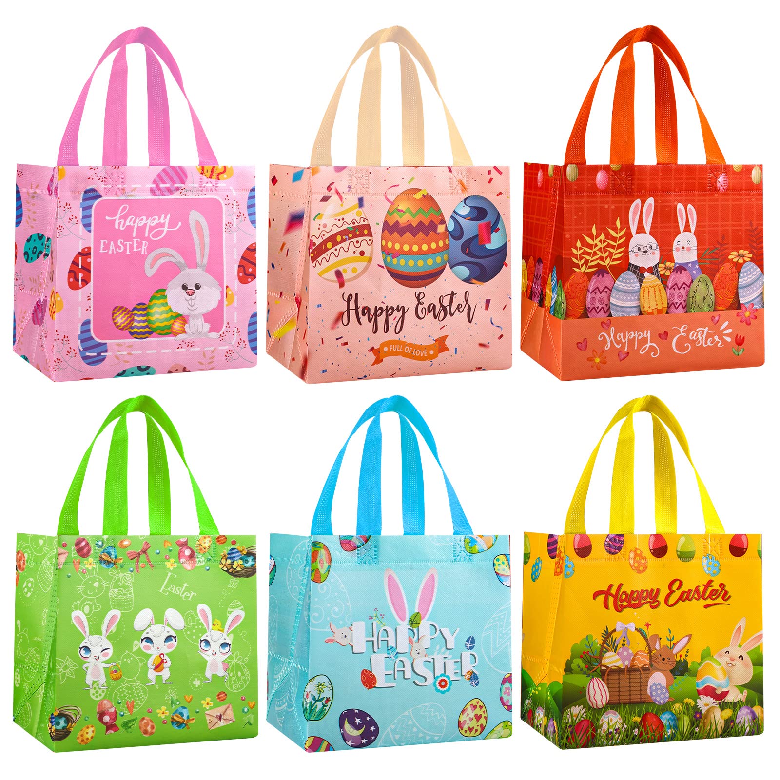 6pcs Easter Tote Bag, Reusable Non-Wove Easter Bags Easter Egg Hunt ...