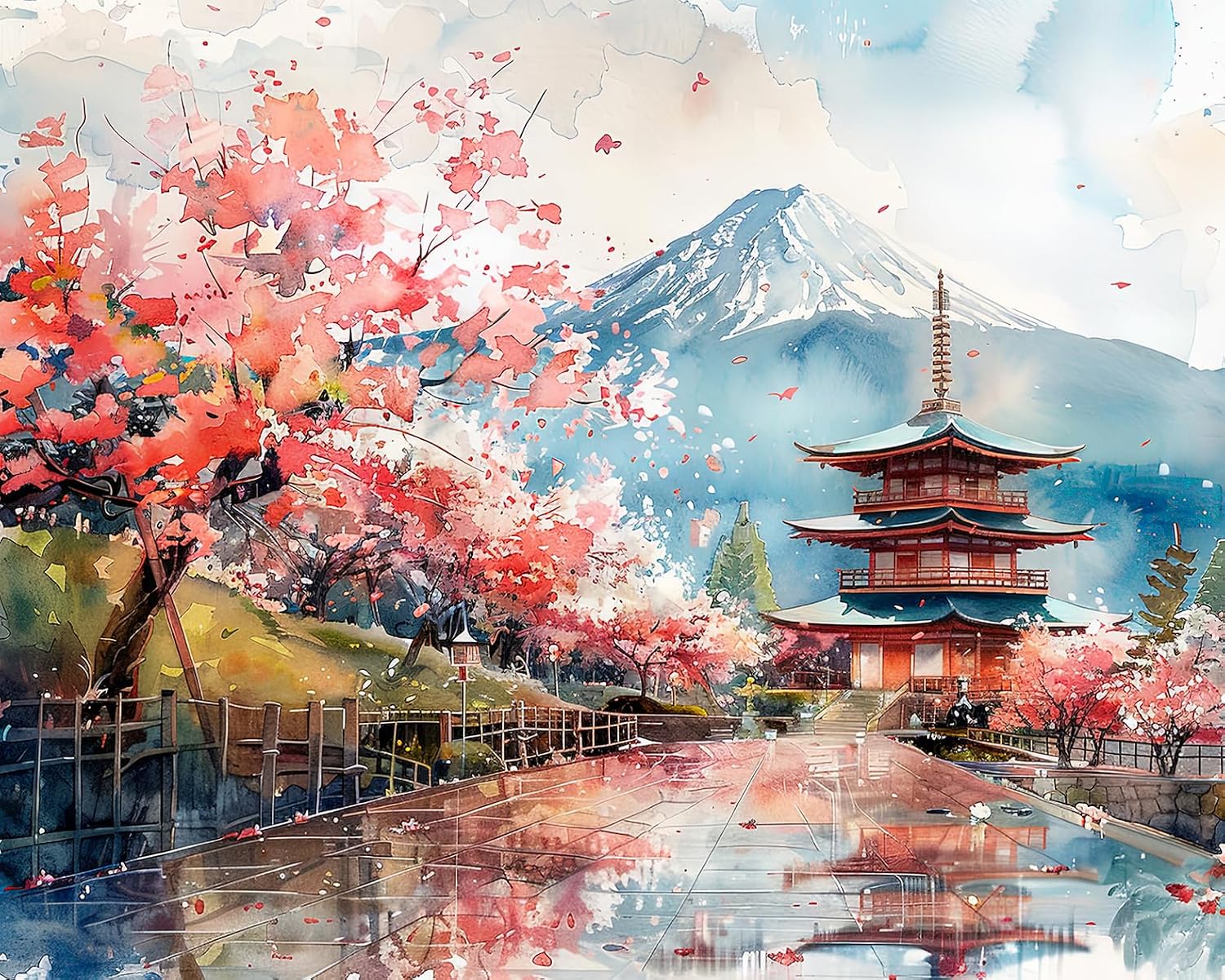 Amazon.com: TFIAVSIN Paint by Number for Adults Japan Landscape Paint ...