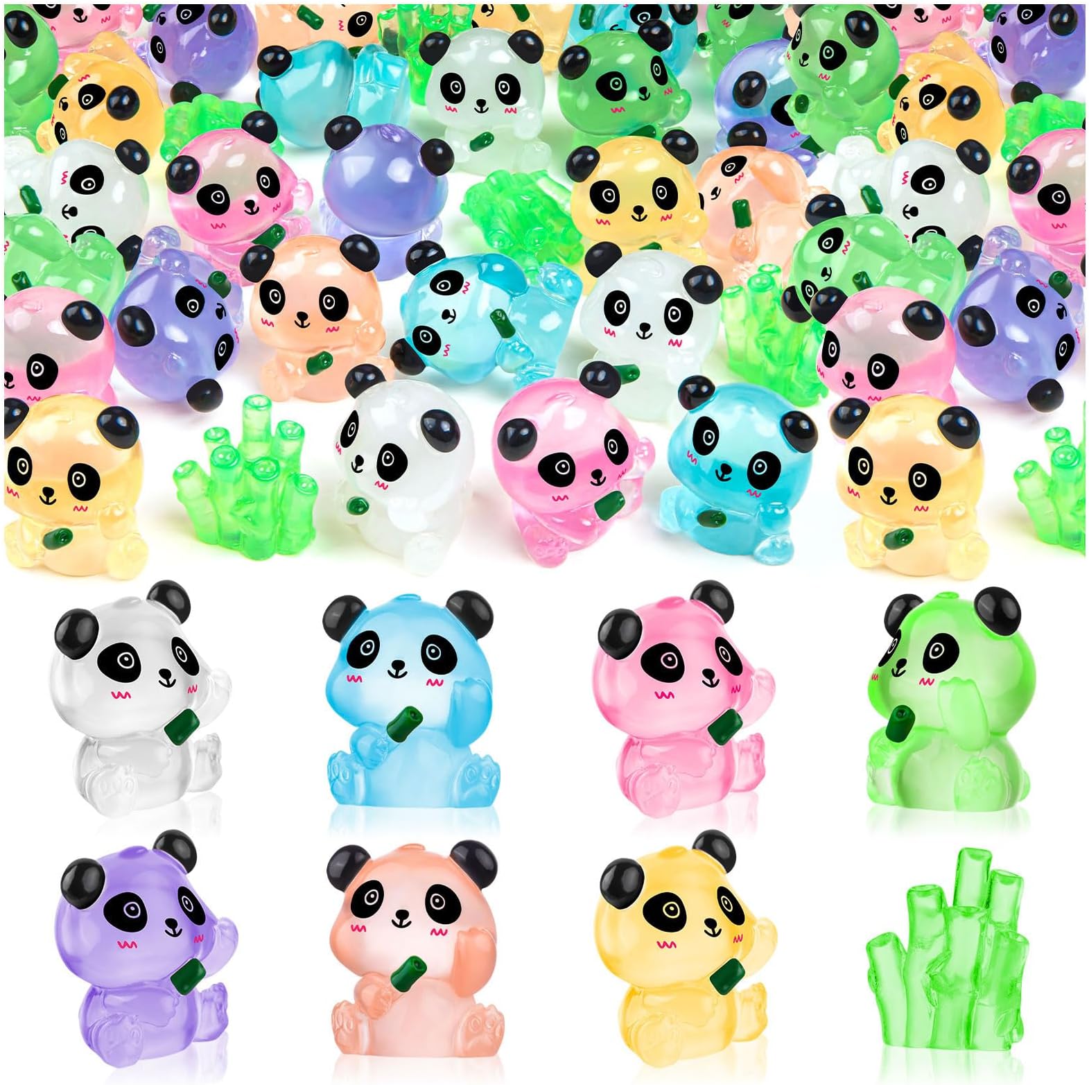 Amazon.com: SYWHXY 18PCS Luminous Mini Resin Panda Cute Panda Figurines ...