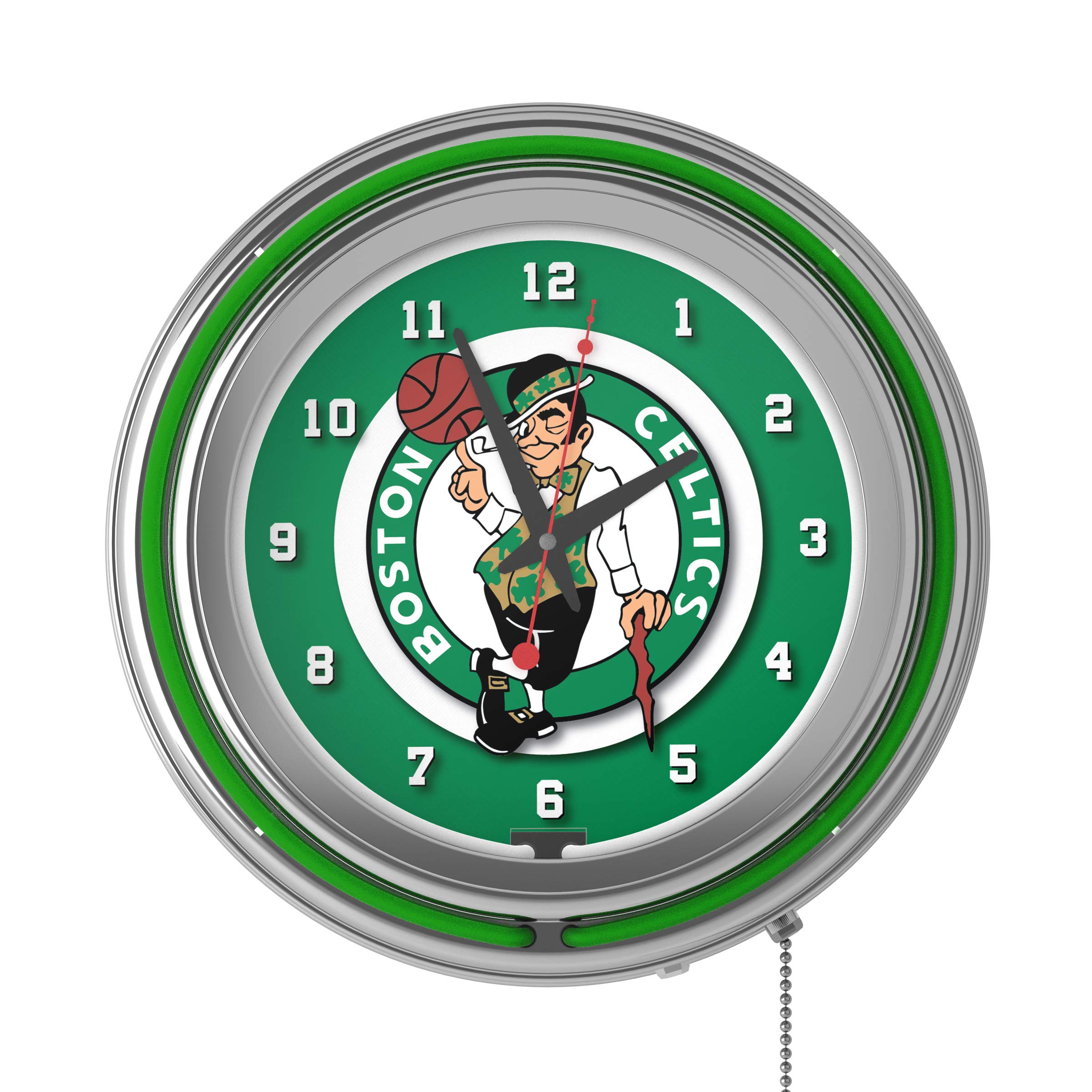 Boston Celtics NBA Chrome Double Ring Neon Clock