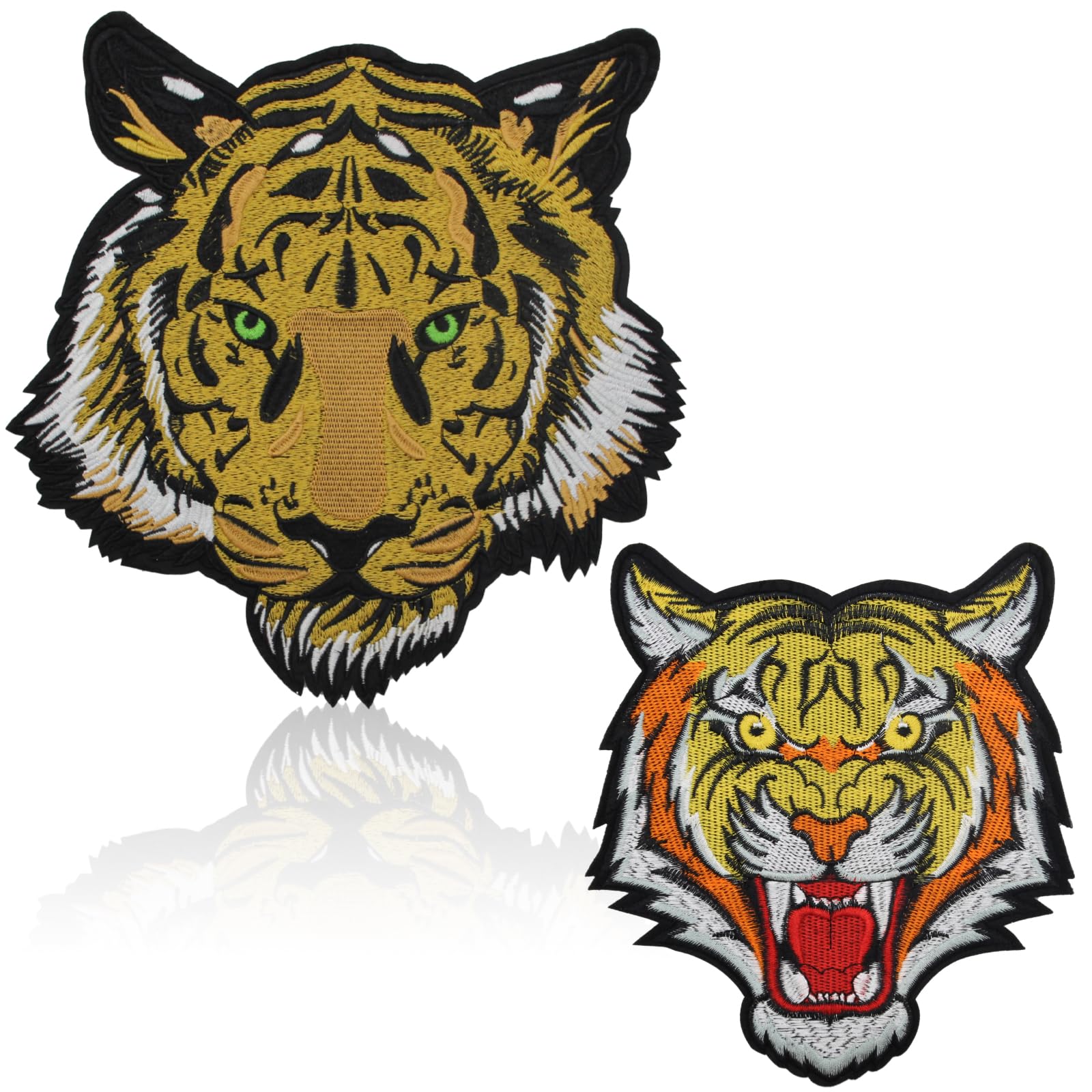 Amazon.com: HEYTRCO 2PCS Large Tiger Head Iron on Patches, 10 inches ...