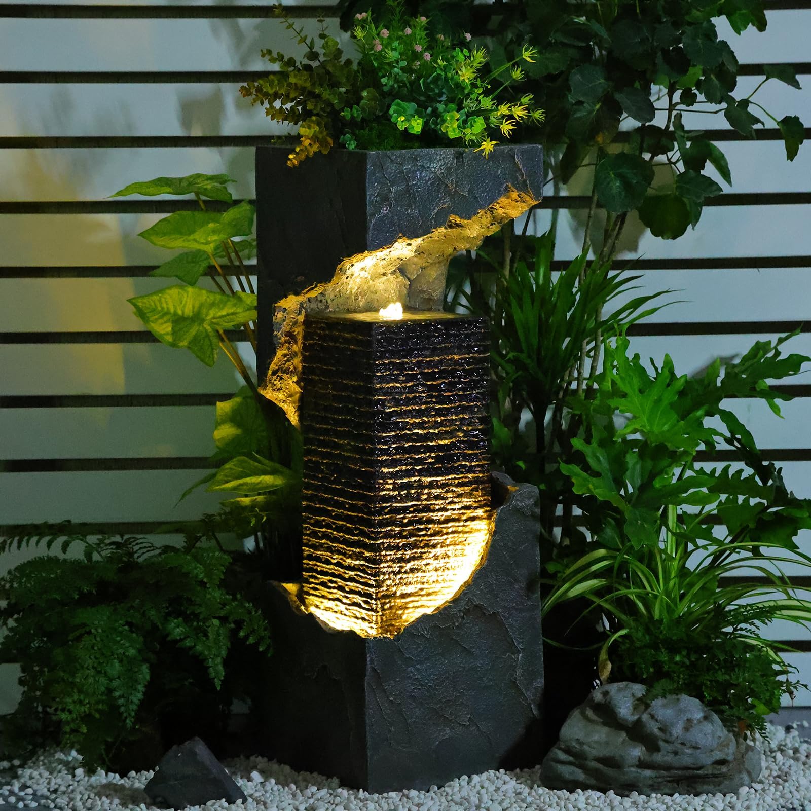 Amazon.com: YZM 35.43" H Water Fountain Outdoor Indoor Waterfall ...