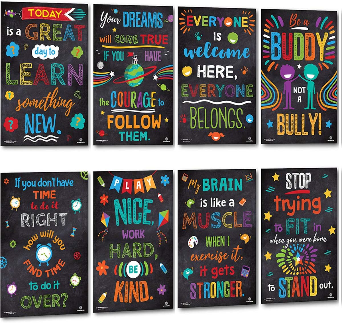 Amazon.com: Sproutbrite Classroom Poster Decorations - Motivational ...